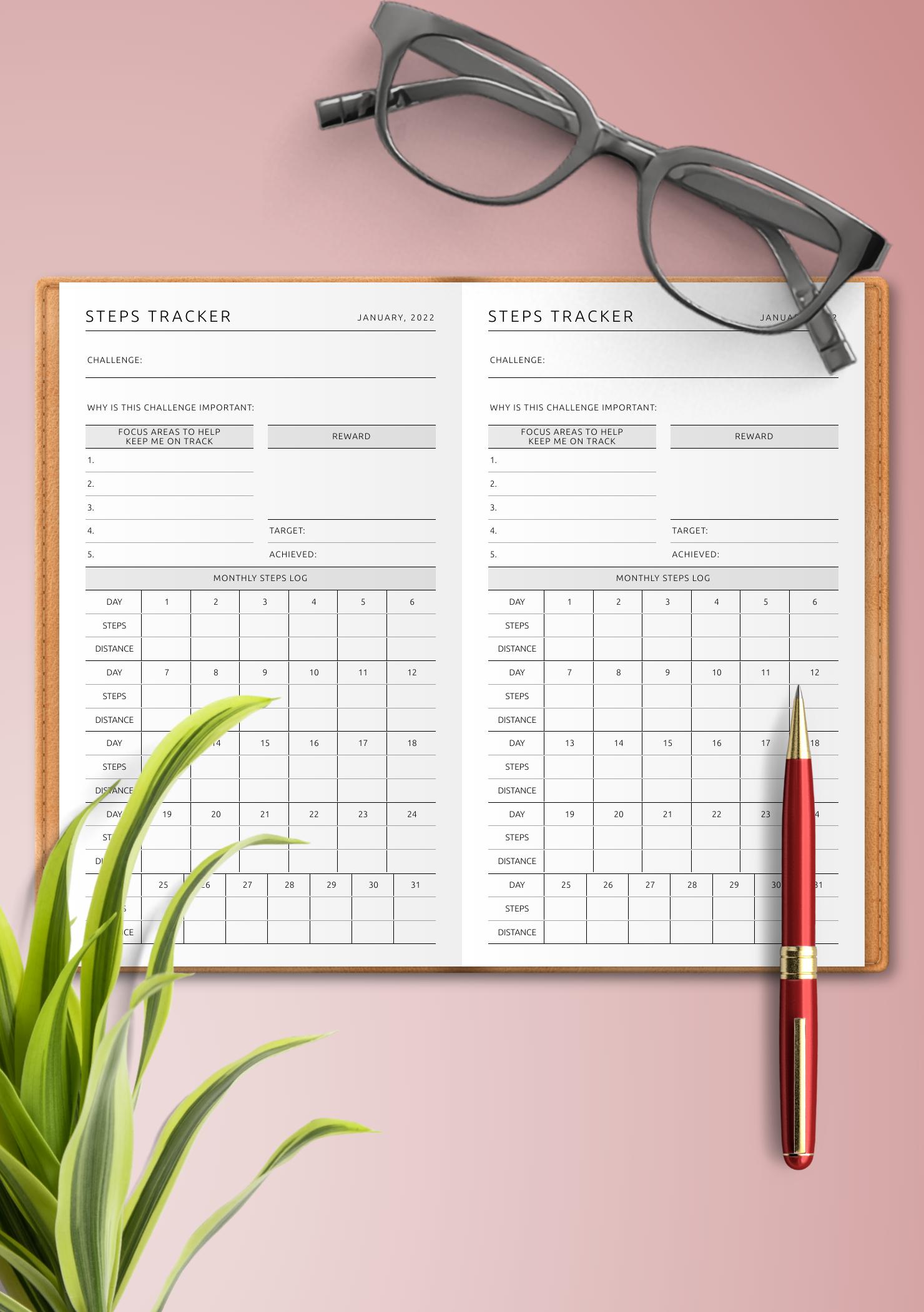 Download Printable Extended Steps Tracker Template PDF