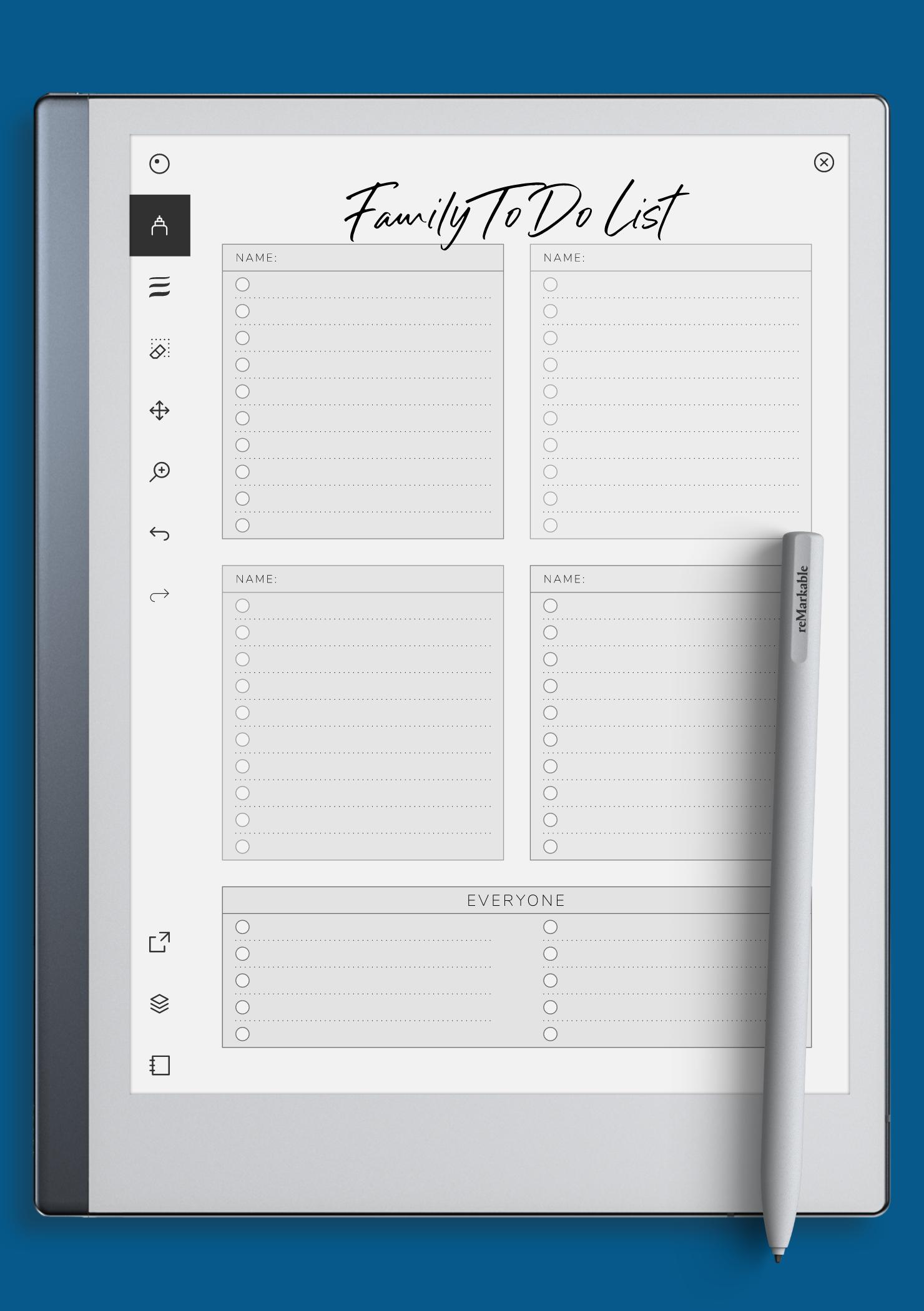 Download Printable Family To Do List for Four Persons PDF