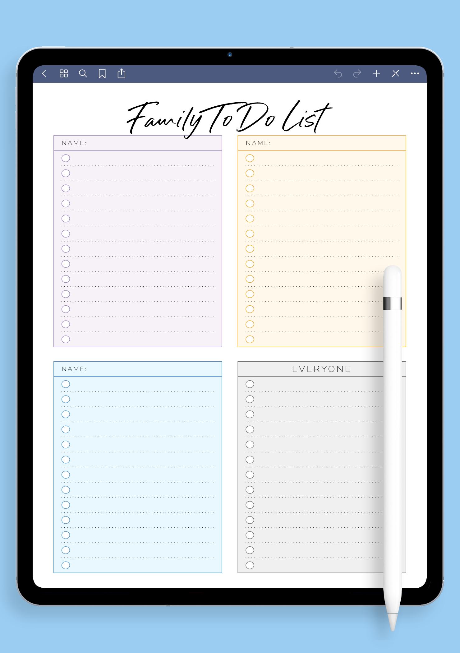 Download Printable Family To Do List for Three Persons PDF