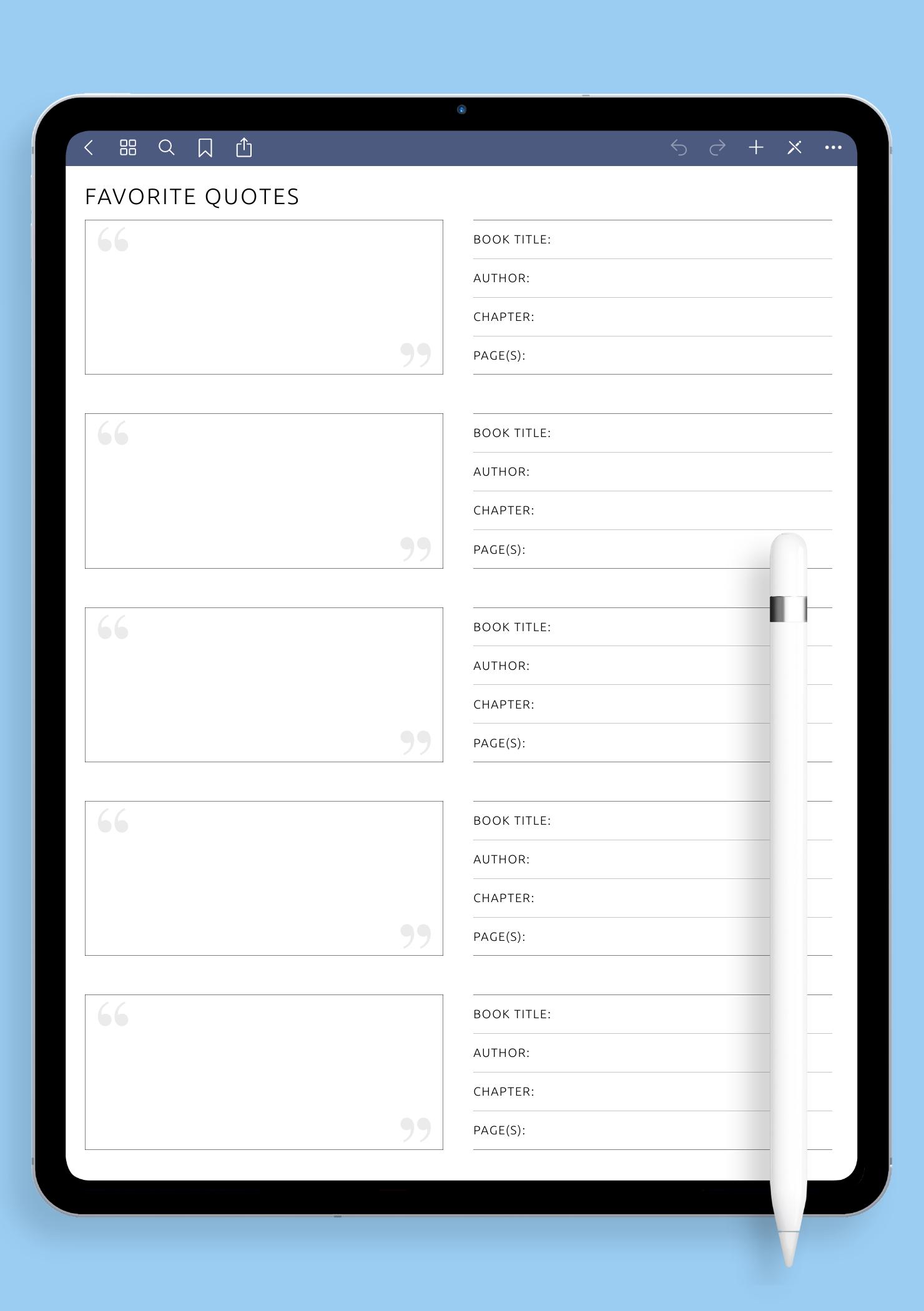 Download Printable Favorite Quotes Template PDF