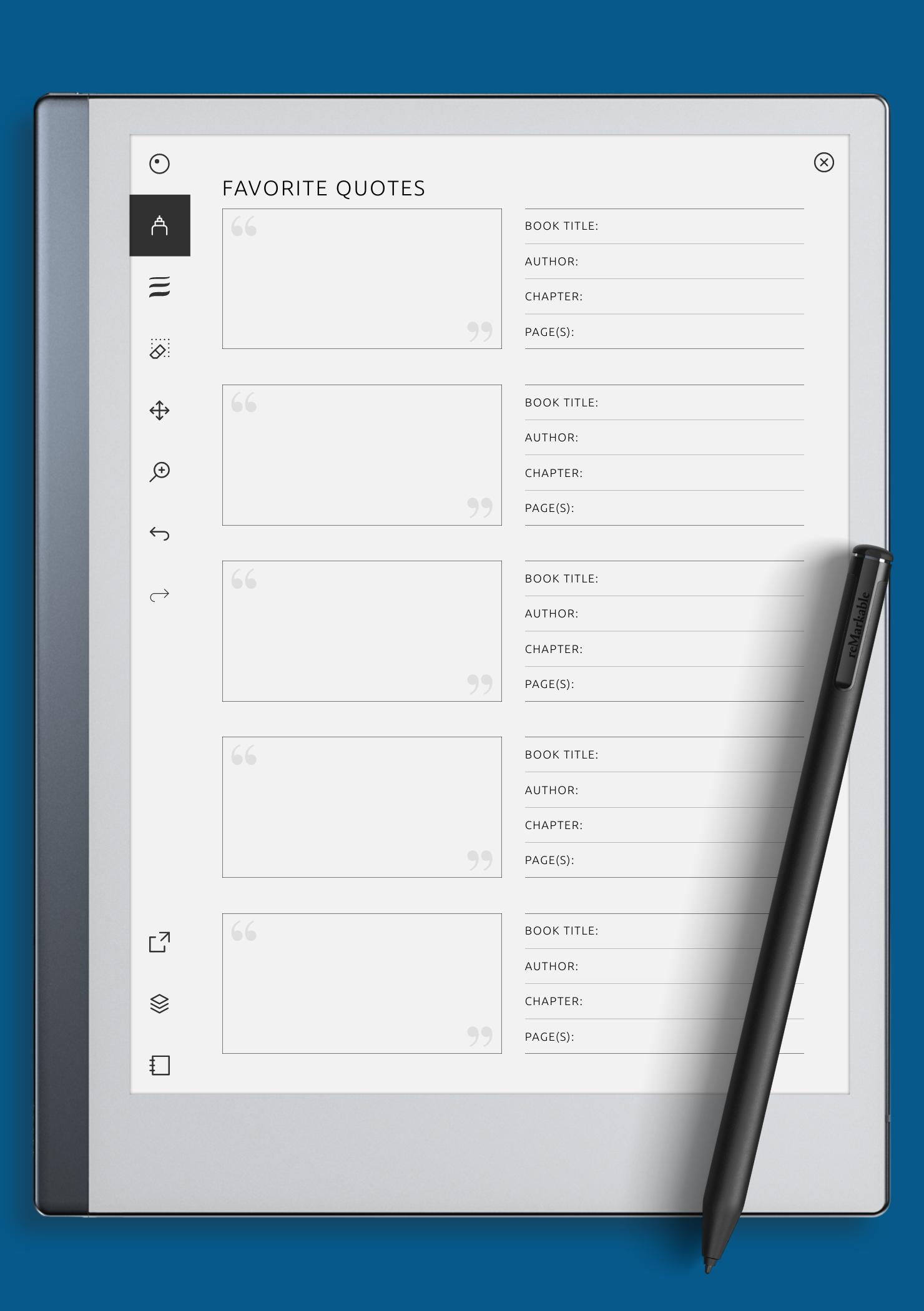 Download Printable Favorite Quotes Template PDF