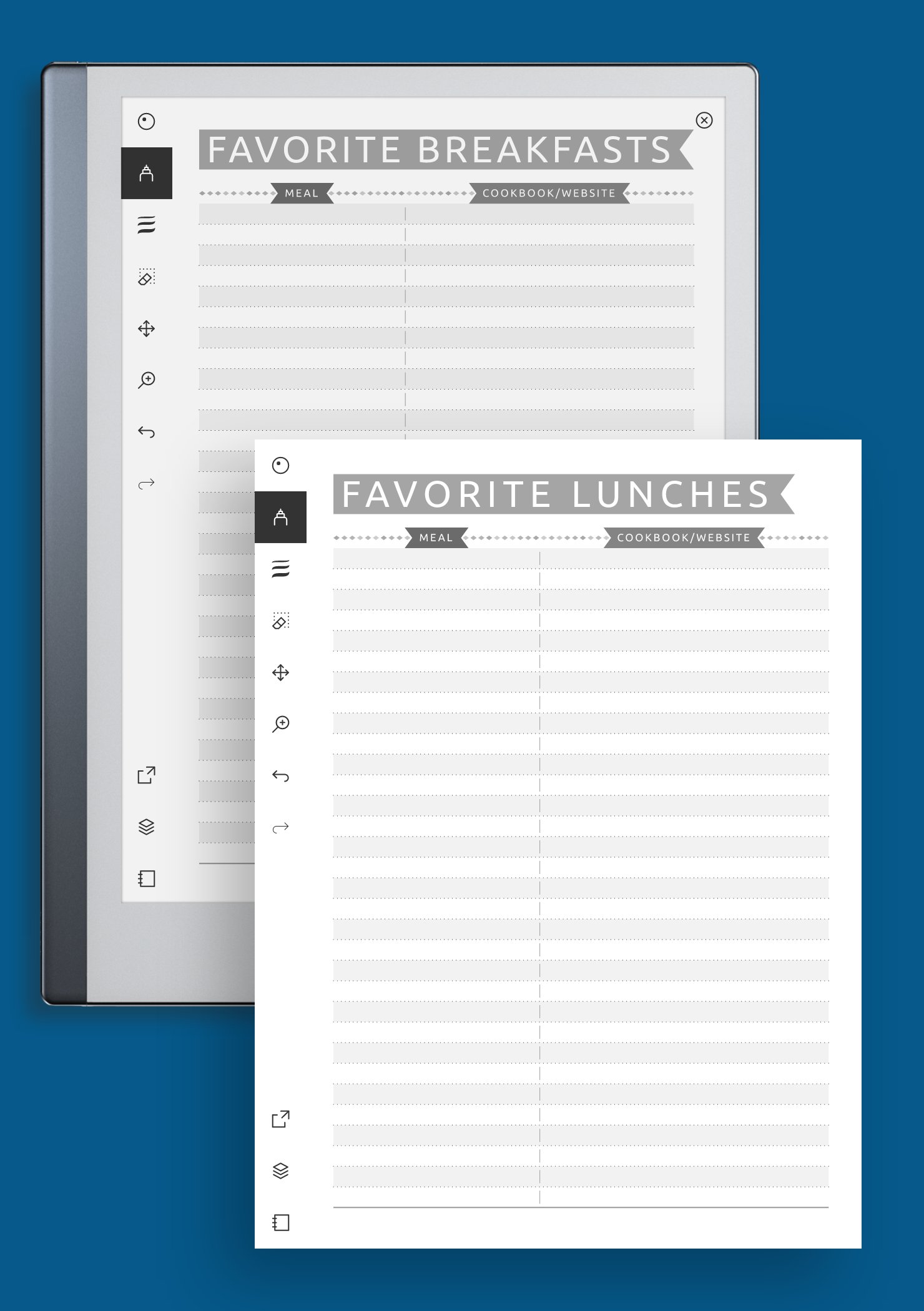Download Printable Favorite Recipes List - Casual Style PDF
