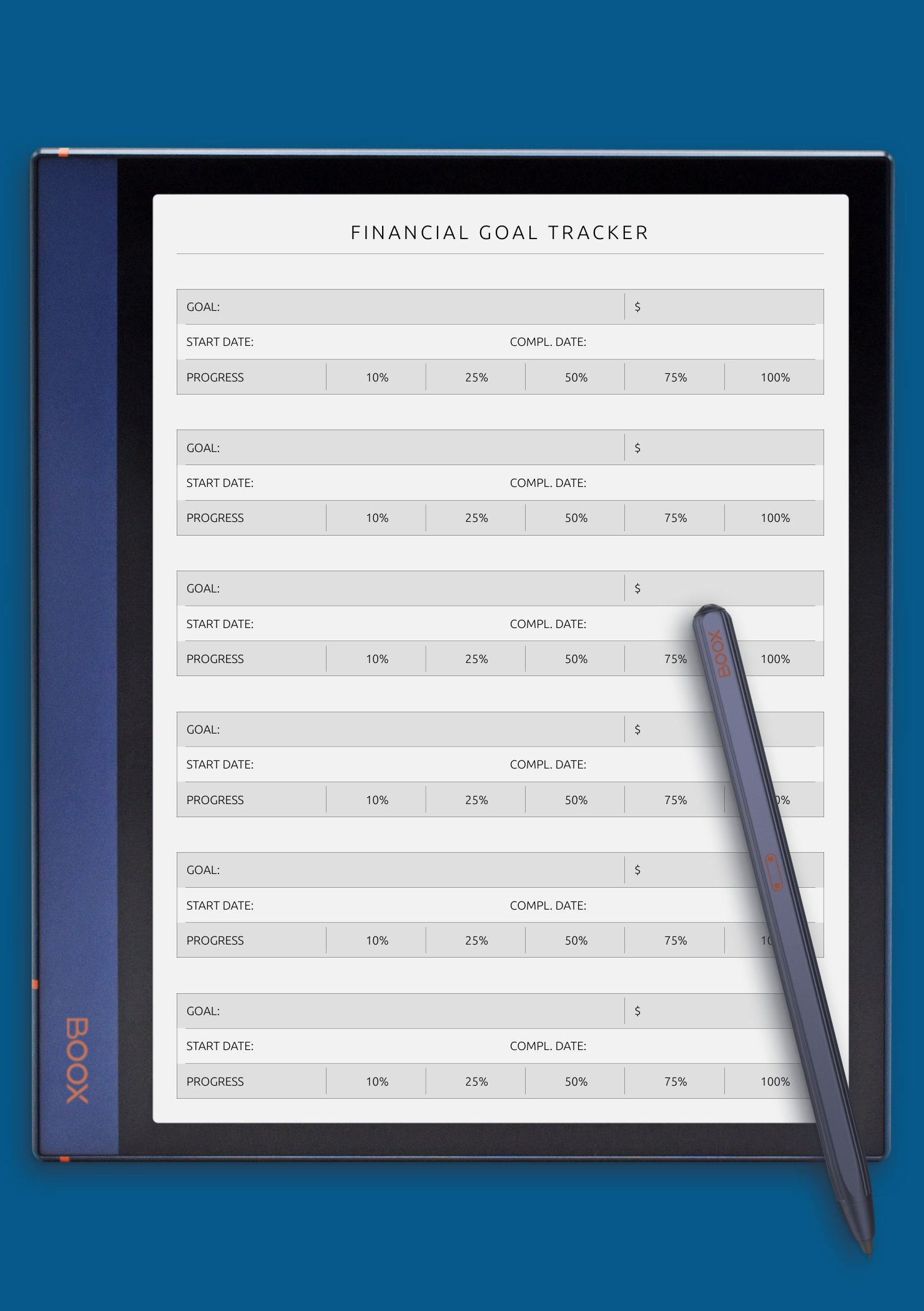 Download Printable Financial Goal Tracker Template PDF