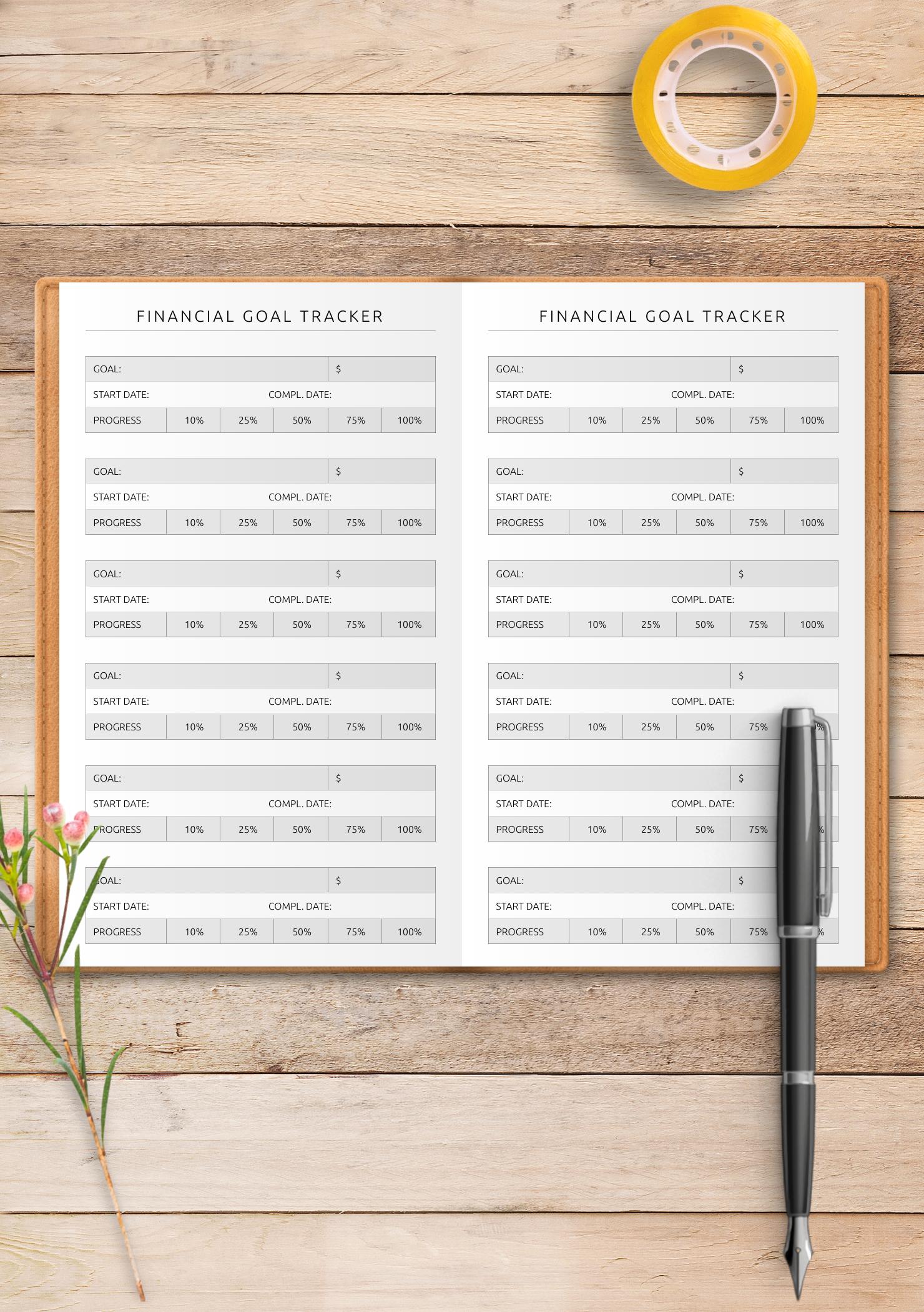Download Printable Financial Goal Tracker Template PDF
