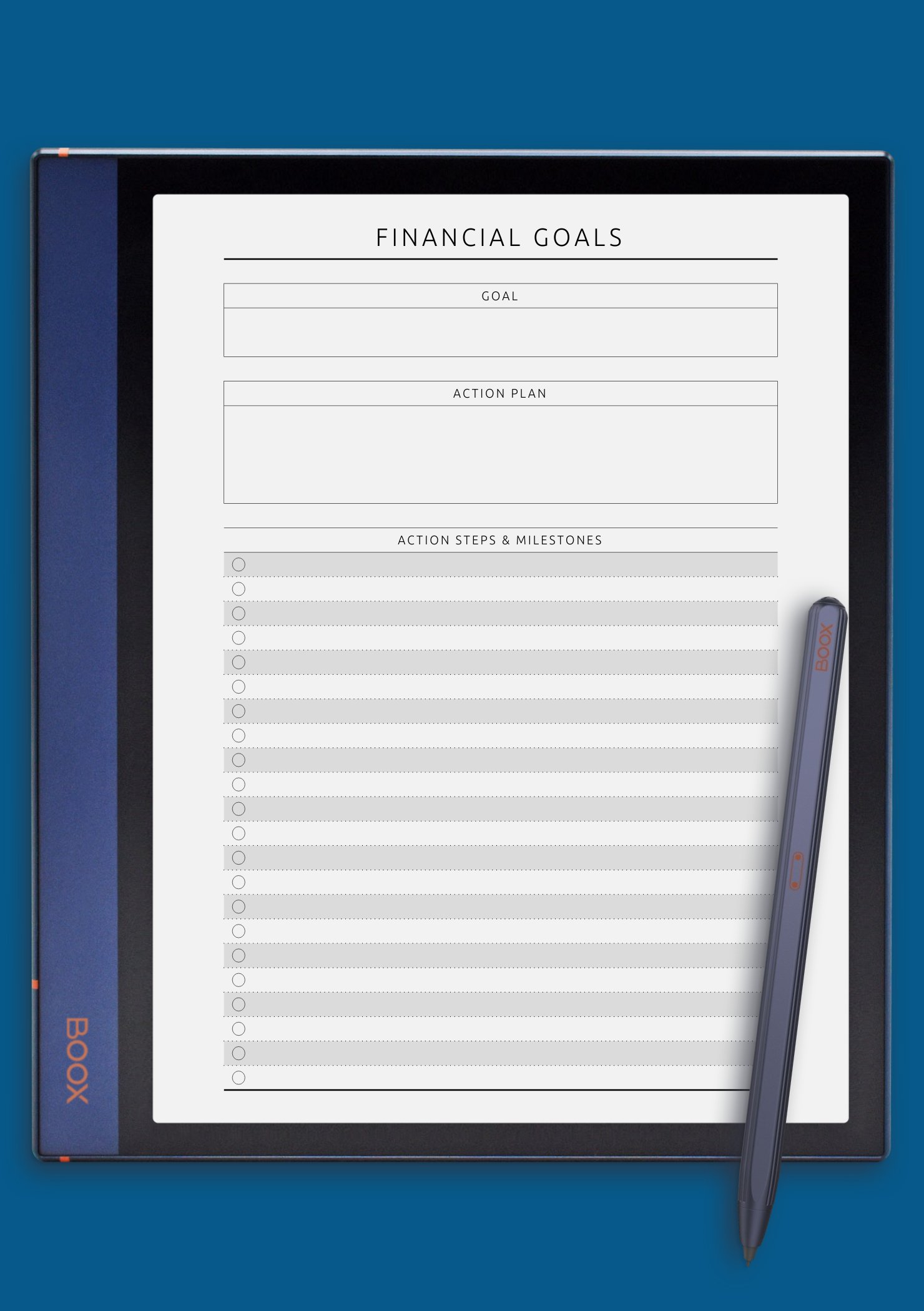 Download Printable Financial Goals Template PDF