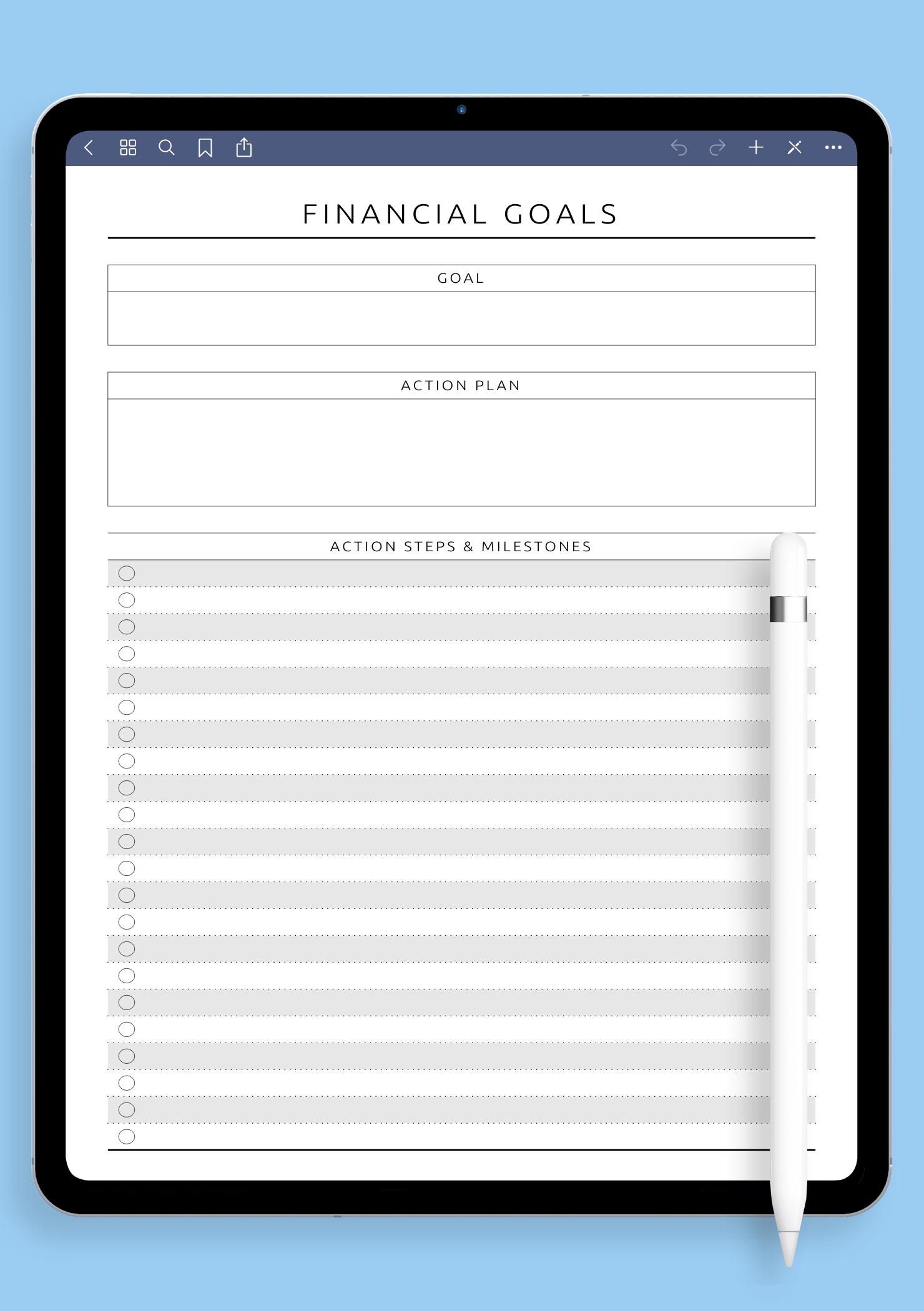 Download Printable Financial Goals Template PDF