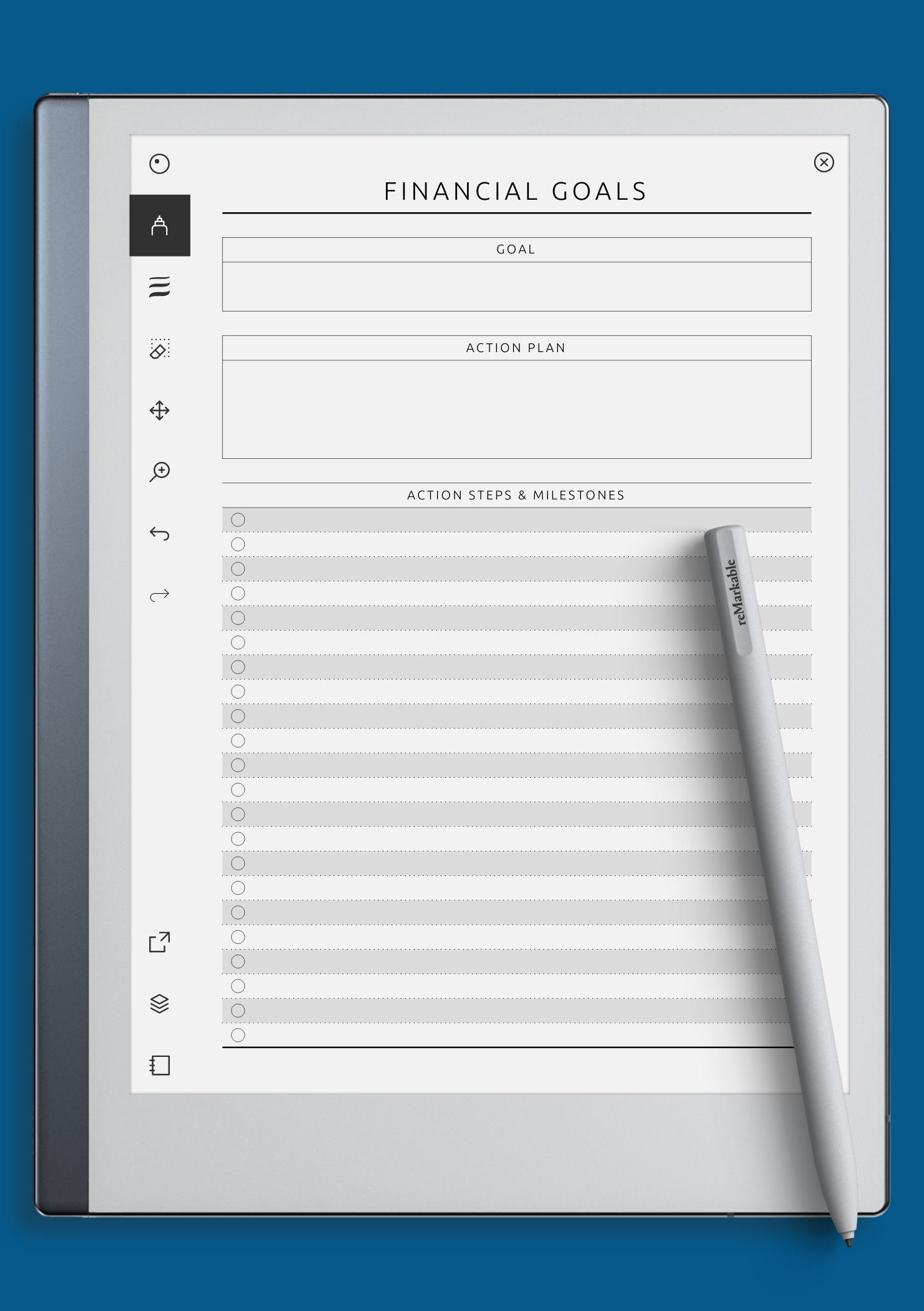 Download Printable Financial Goals Template PDF