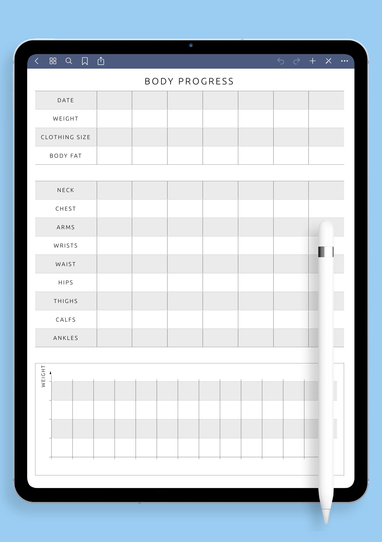 Download Printable Fitness Body Progress Template PDF
