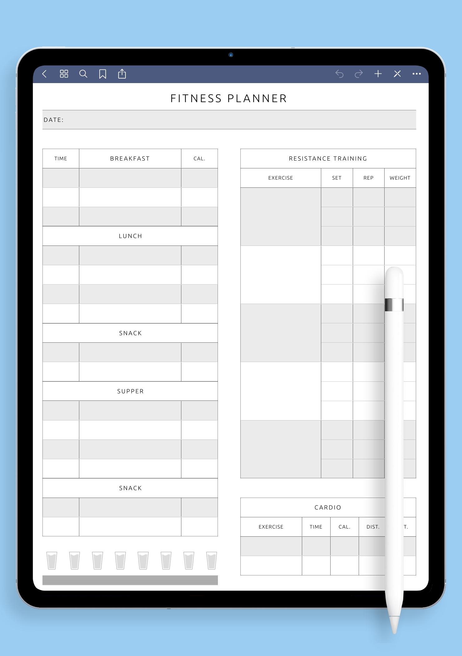 Download Printable Fitness Planner Template PDF