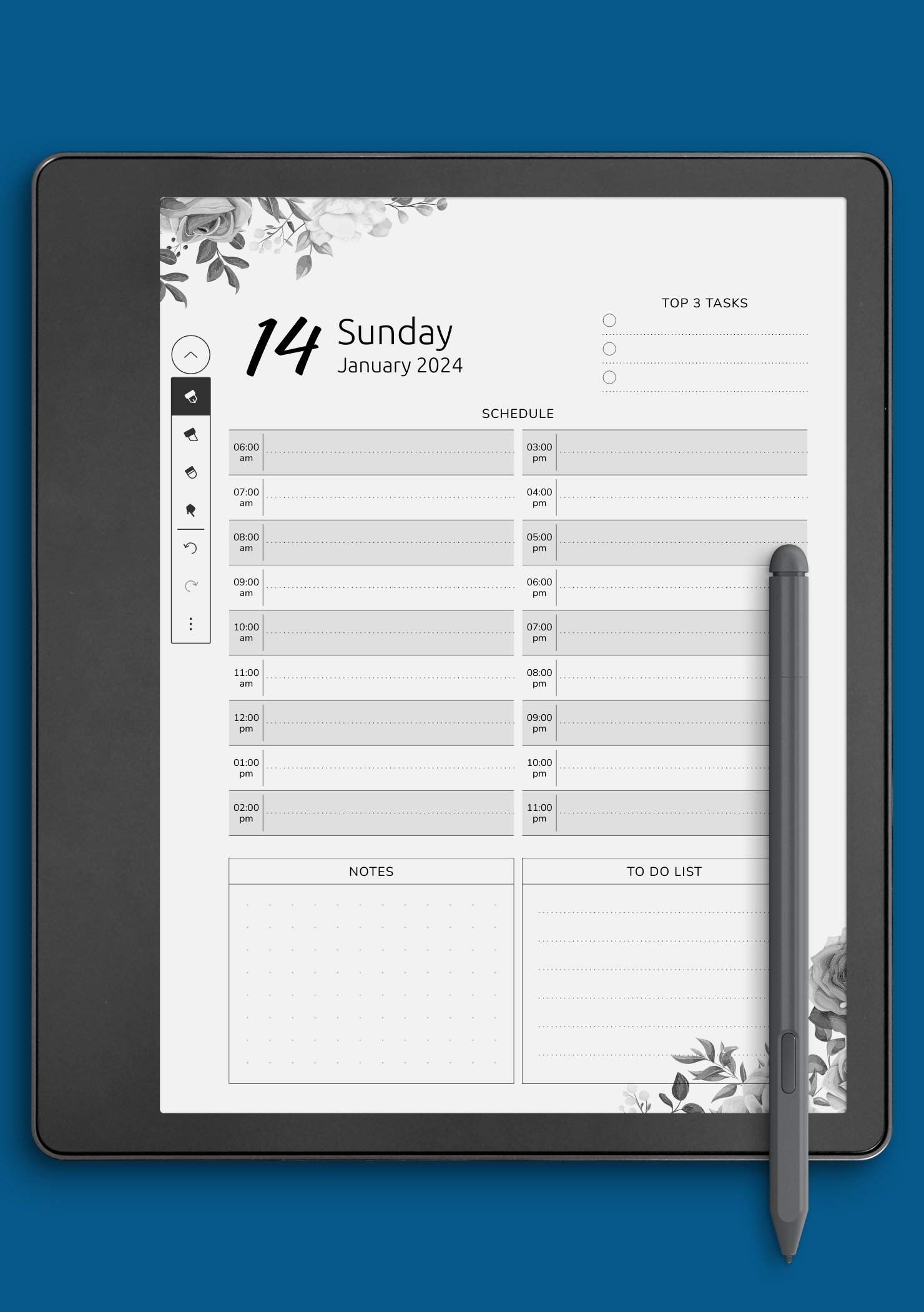 Download Printable Floral Day Planner Template PDF