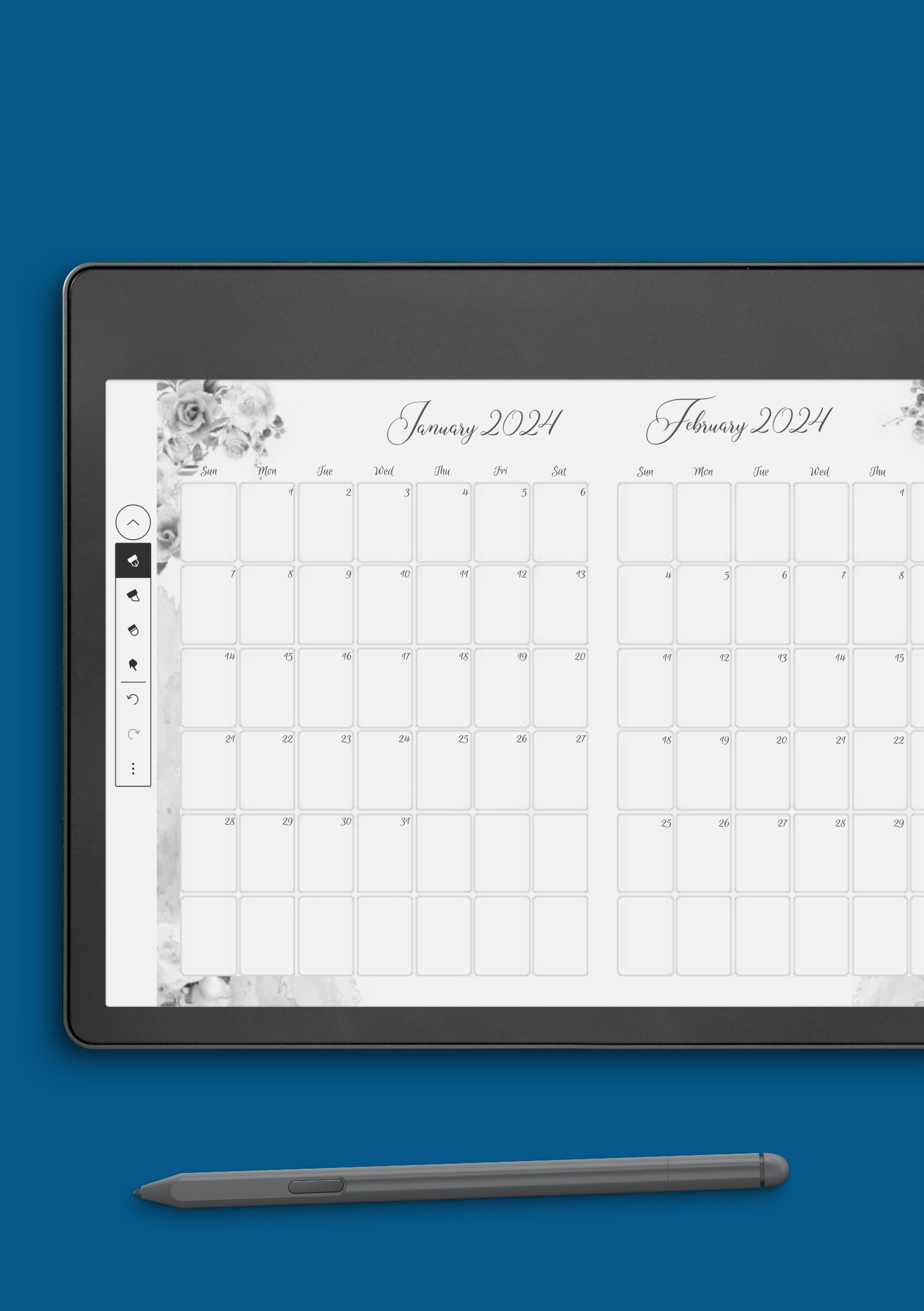 Download Printable Floral Two Months Calendar PDF
