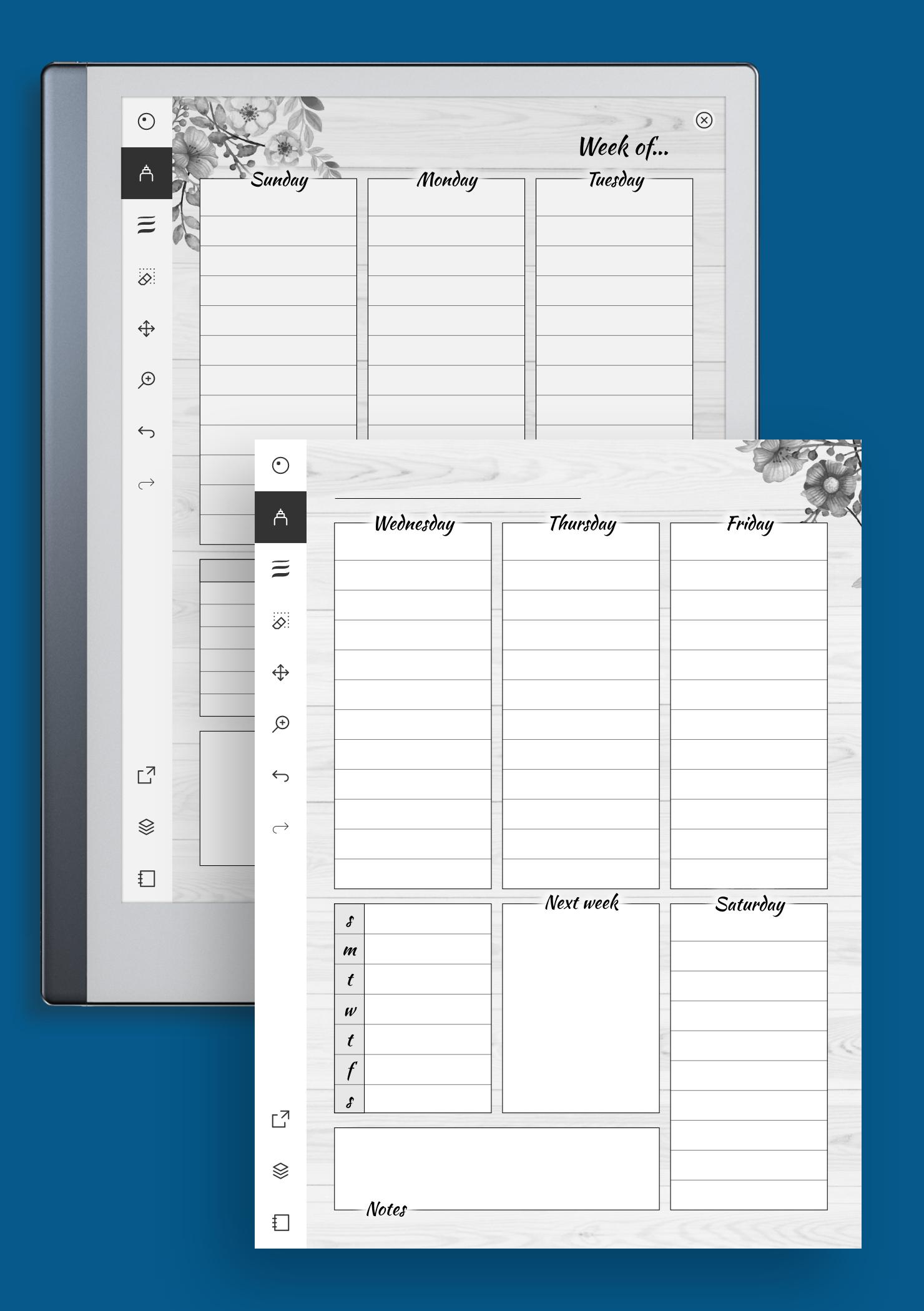 Download Printable Floral weekly planner PDF