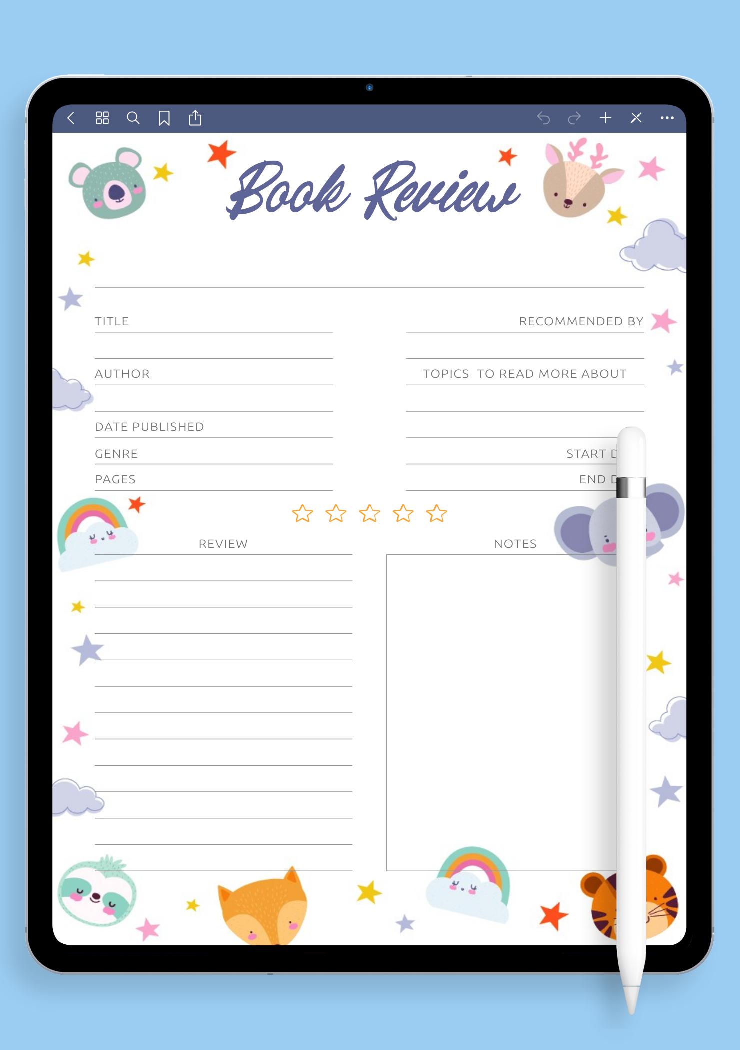 Download Printable Forest Animals Book Review Template For Kids PDF