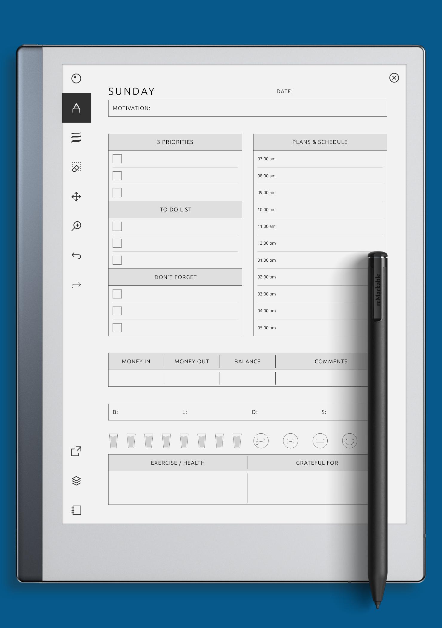 Download Printable Full Daily Undated Template with Custom Schedule PDF