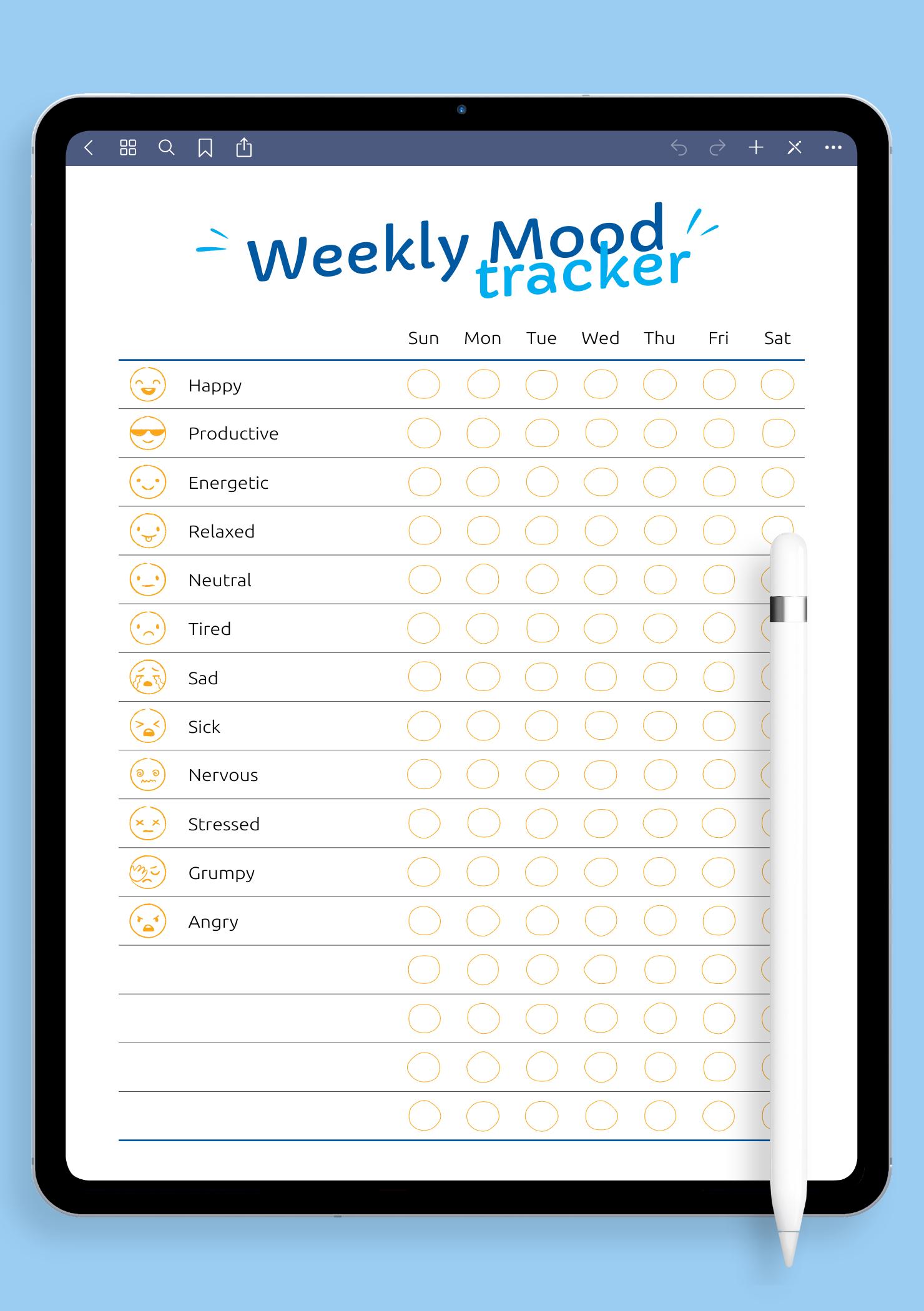 Download Printable Funny Weekly Mood Tracker PDF