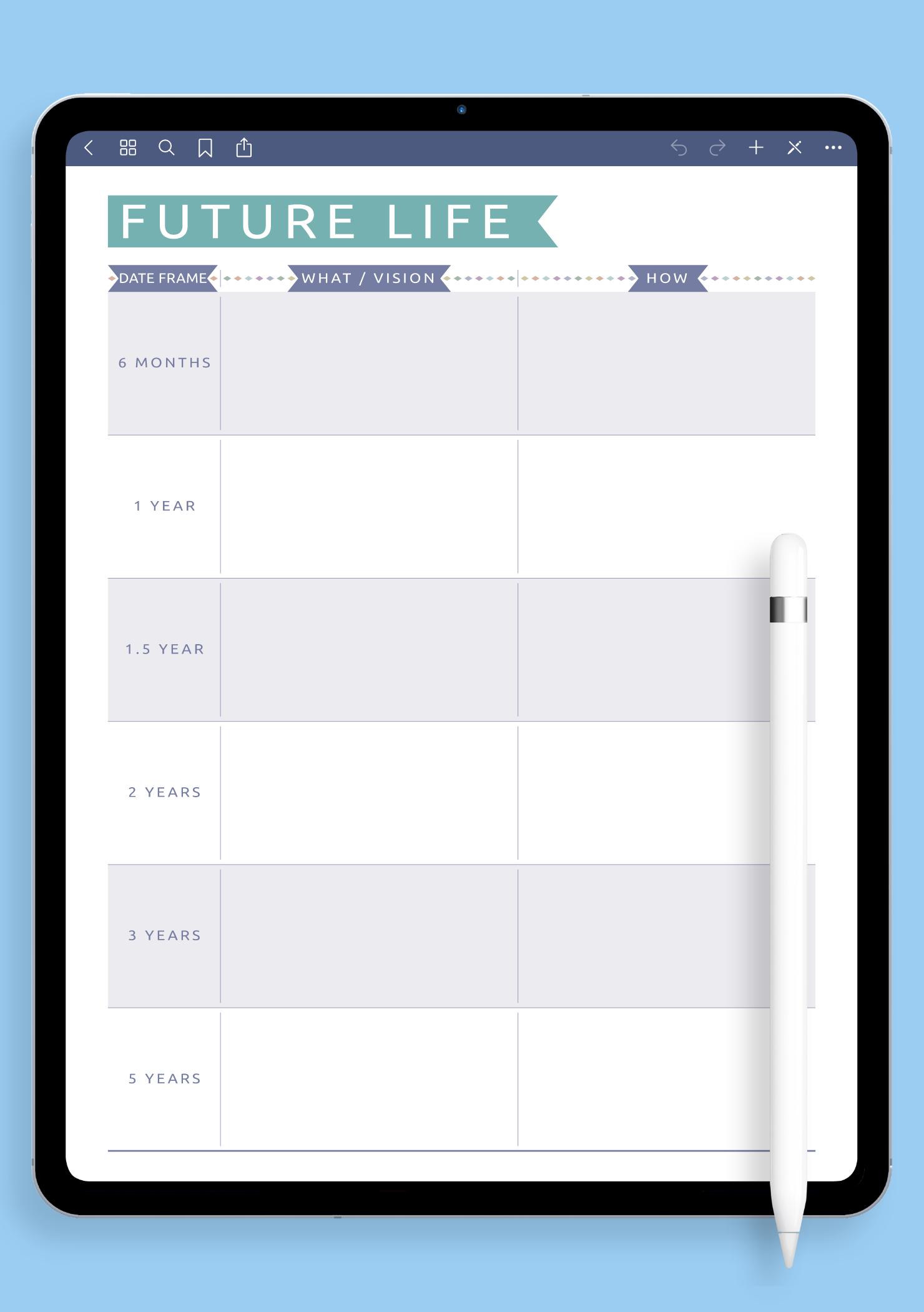 Download Printable Future Life Goals - Casual Style PDF