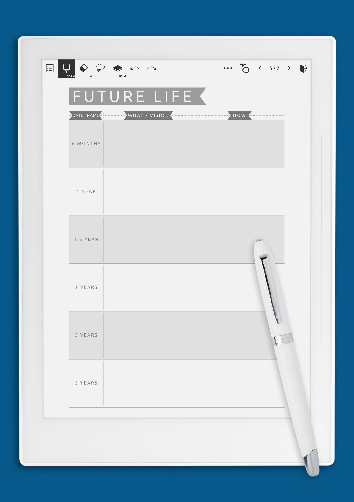 Download Printable Future Life Goals - Casual Style PDF
