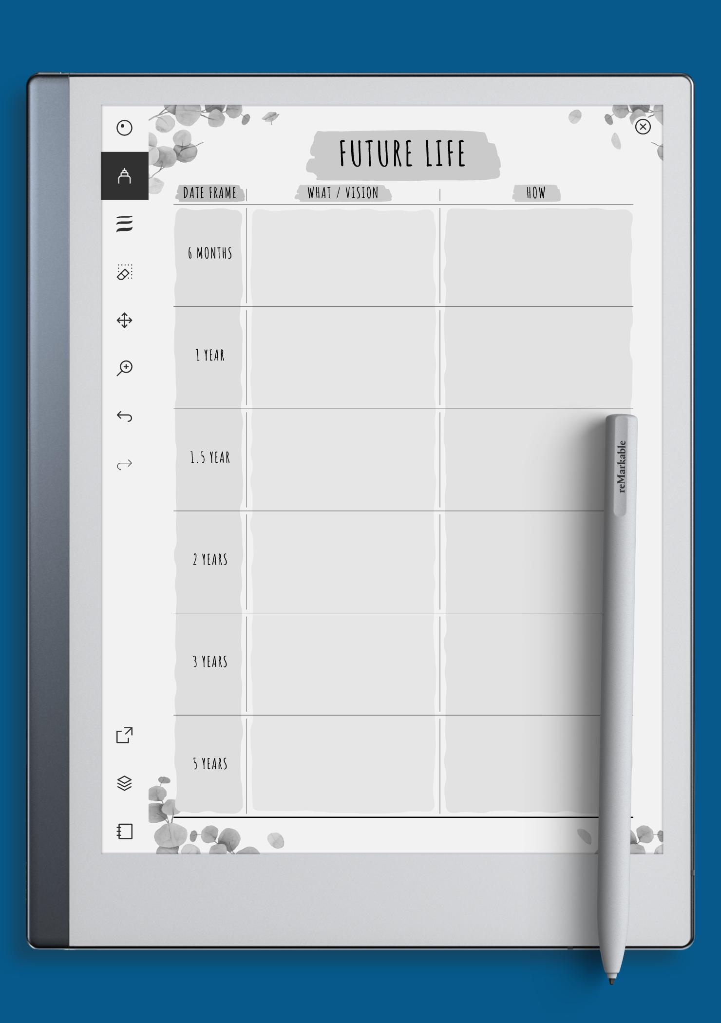 Download Printable Future Life Goals - Floral Style PDF