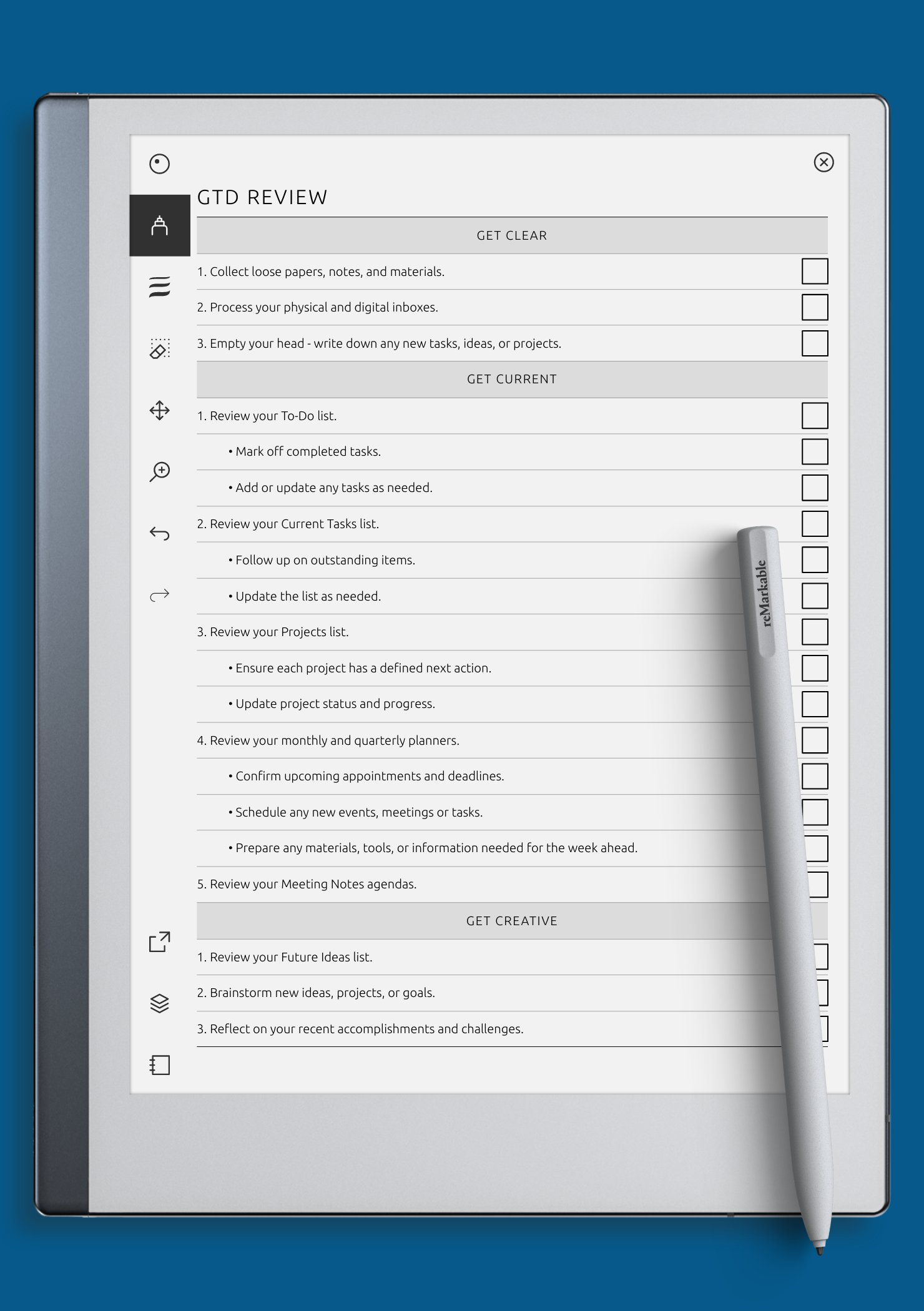 Download Printable Get Things Done Review Template PDF