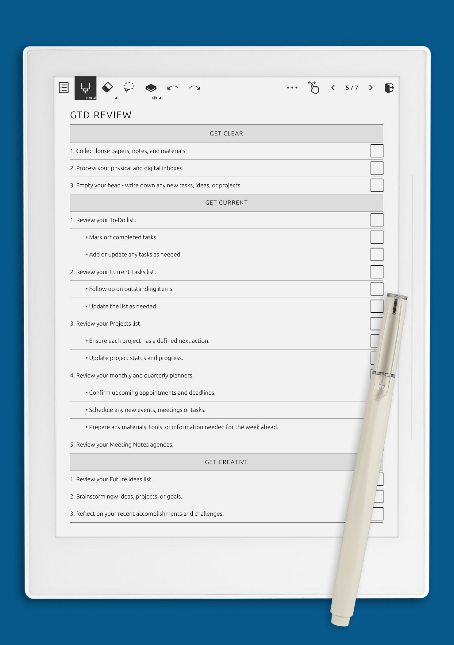 Download Printable Get Things Done Review Template PDF