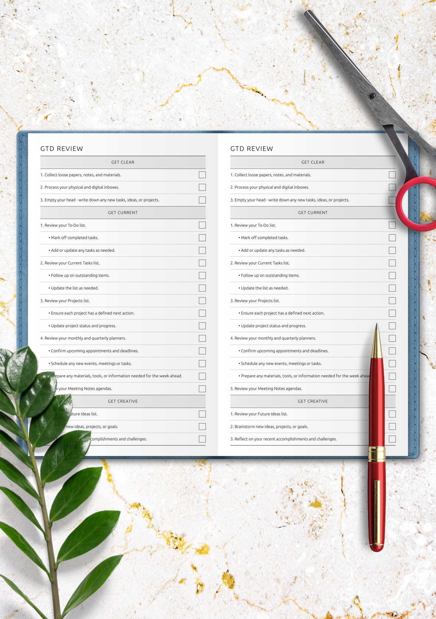 Download Printable Get Things Done Review Template PDF