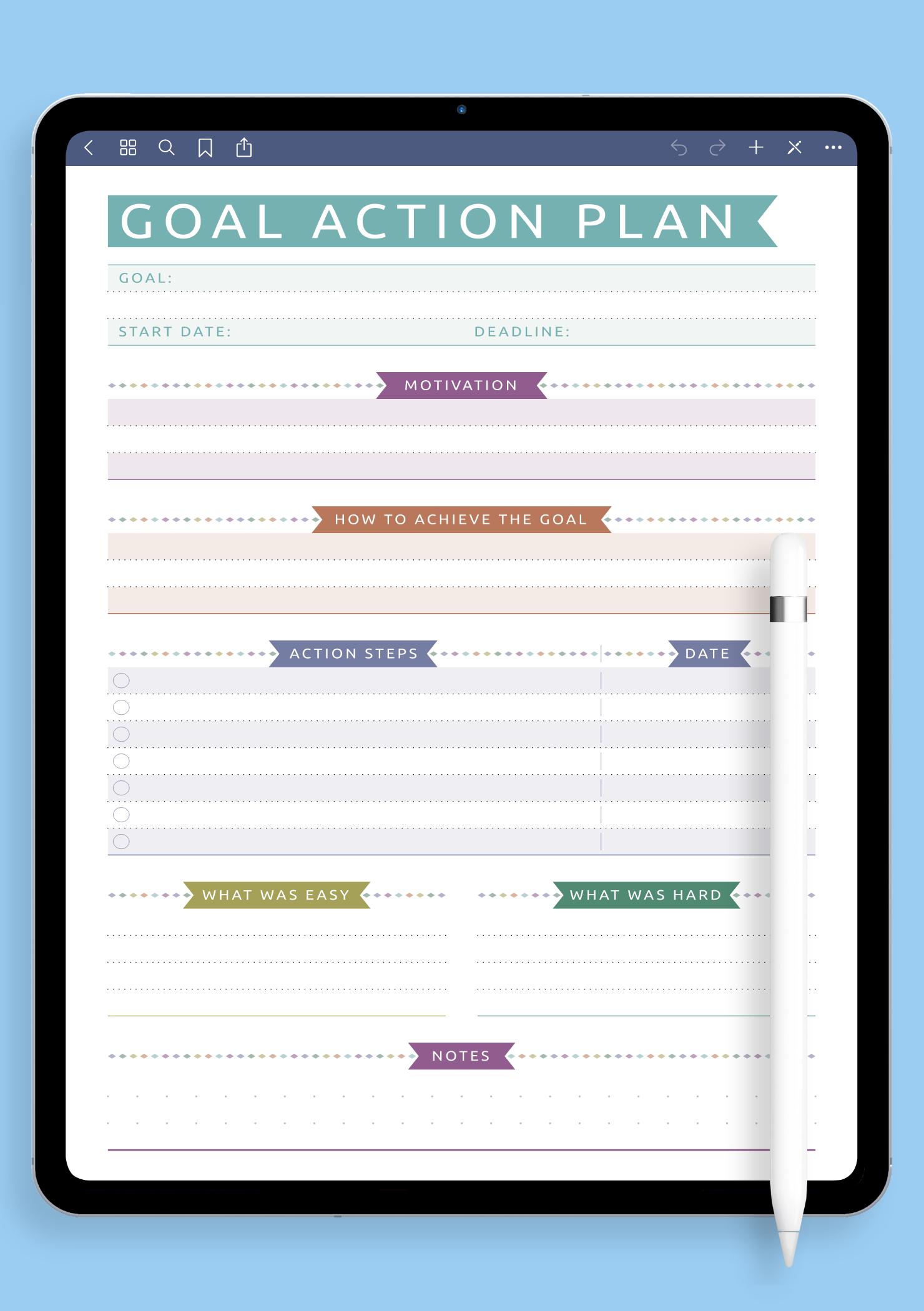 Download Printable Goal Action Plan - Casual Style PDF