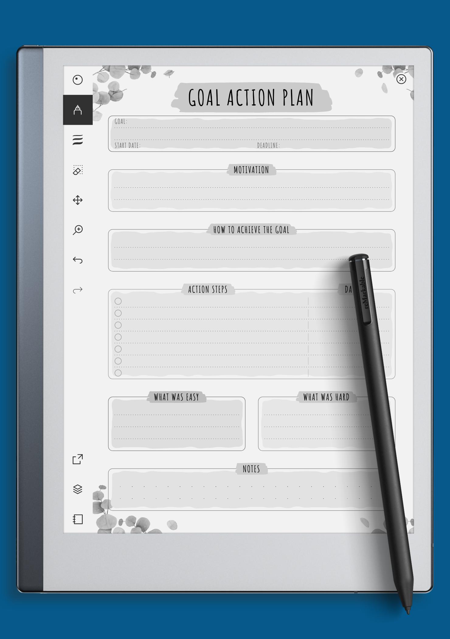 Download Printable Goal Action Plan - Floral Style PDF