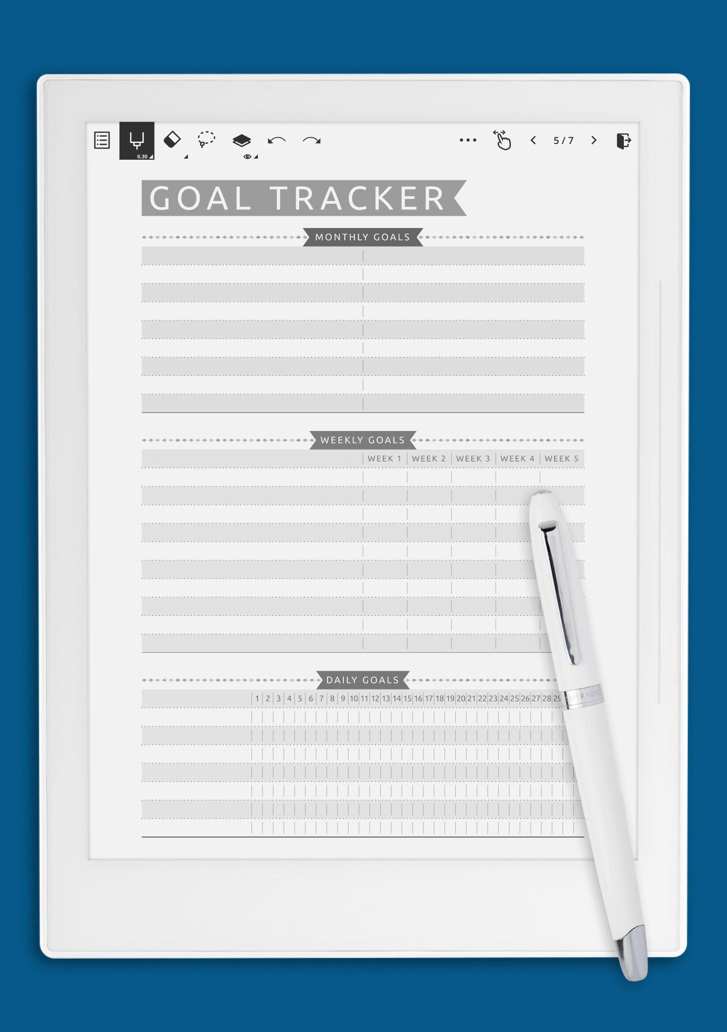 Download Printable Goal Tracker - Casual Style PDF