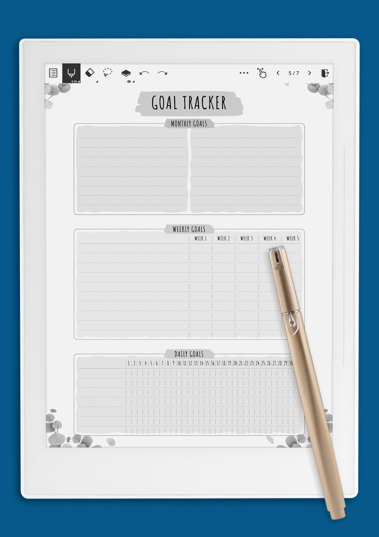 Download Printable Goal Tracker - Floral Style PDF
