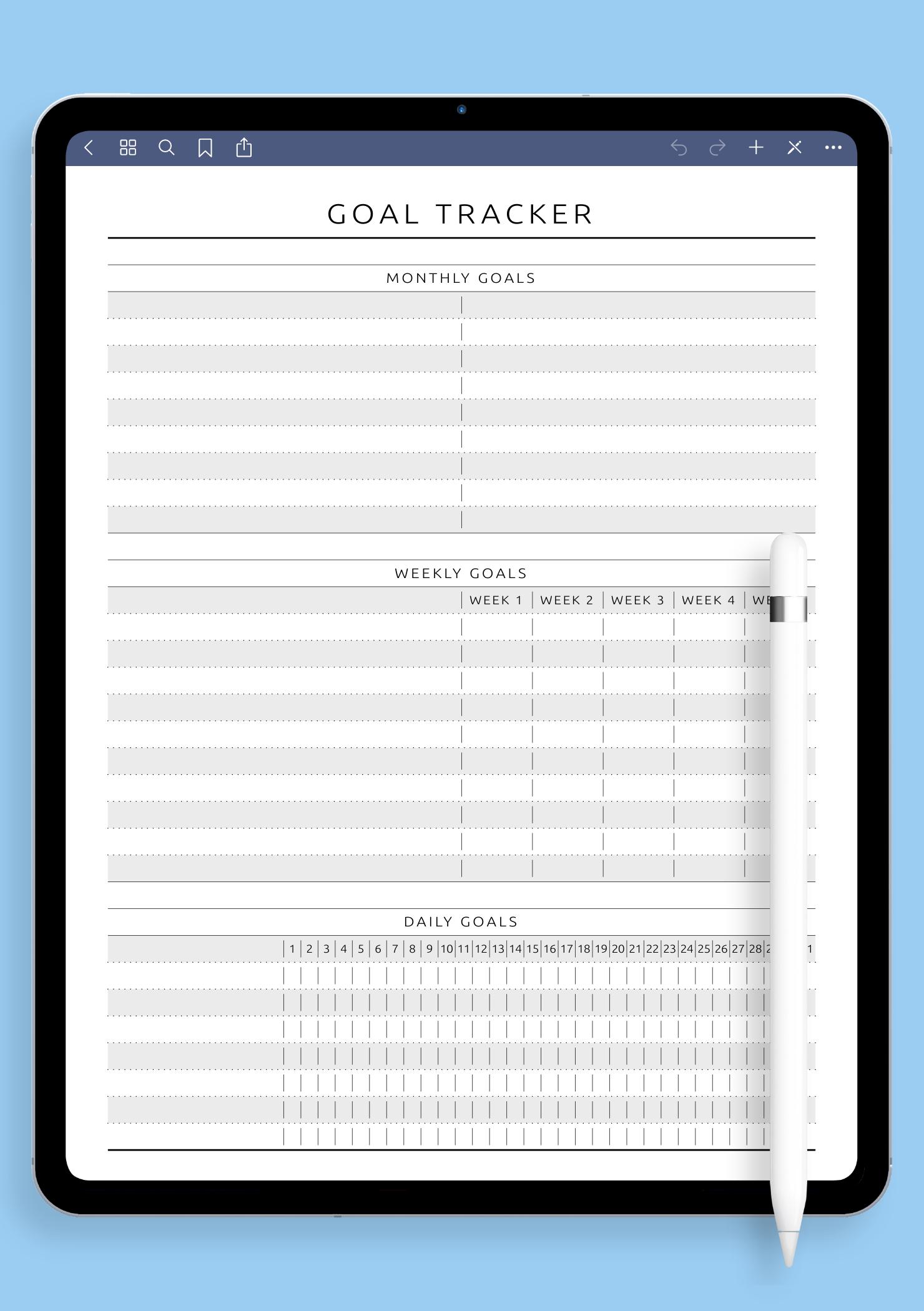 Download Printable Goal Tracker - Original Style PDF