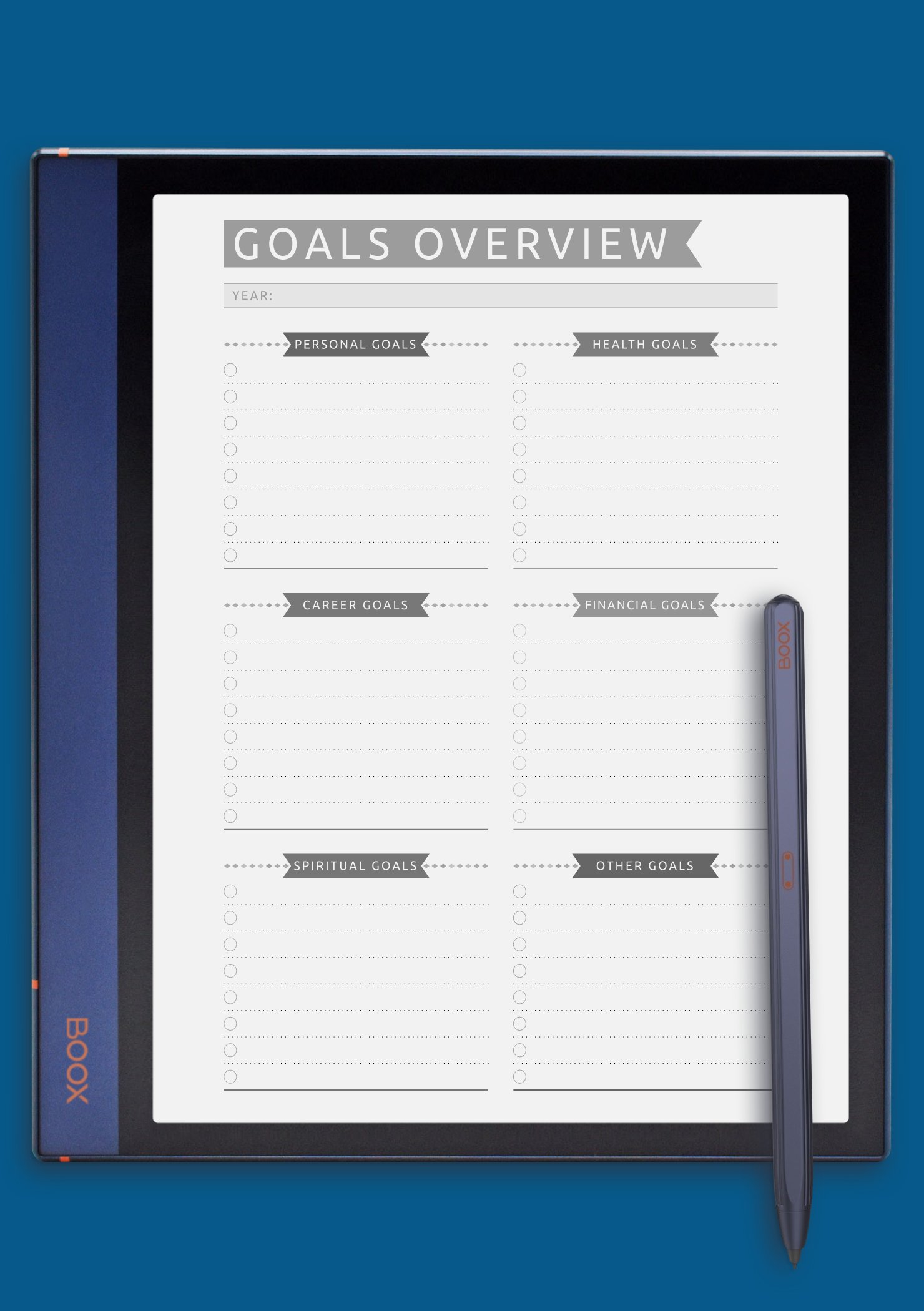 Download Printable Goals Overview - Casual Style PDF