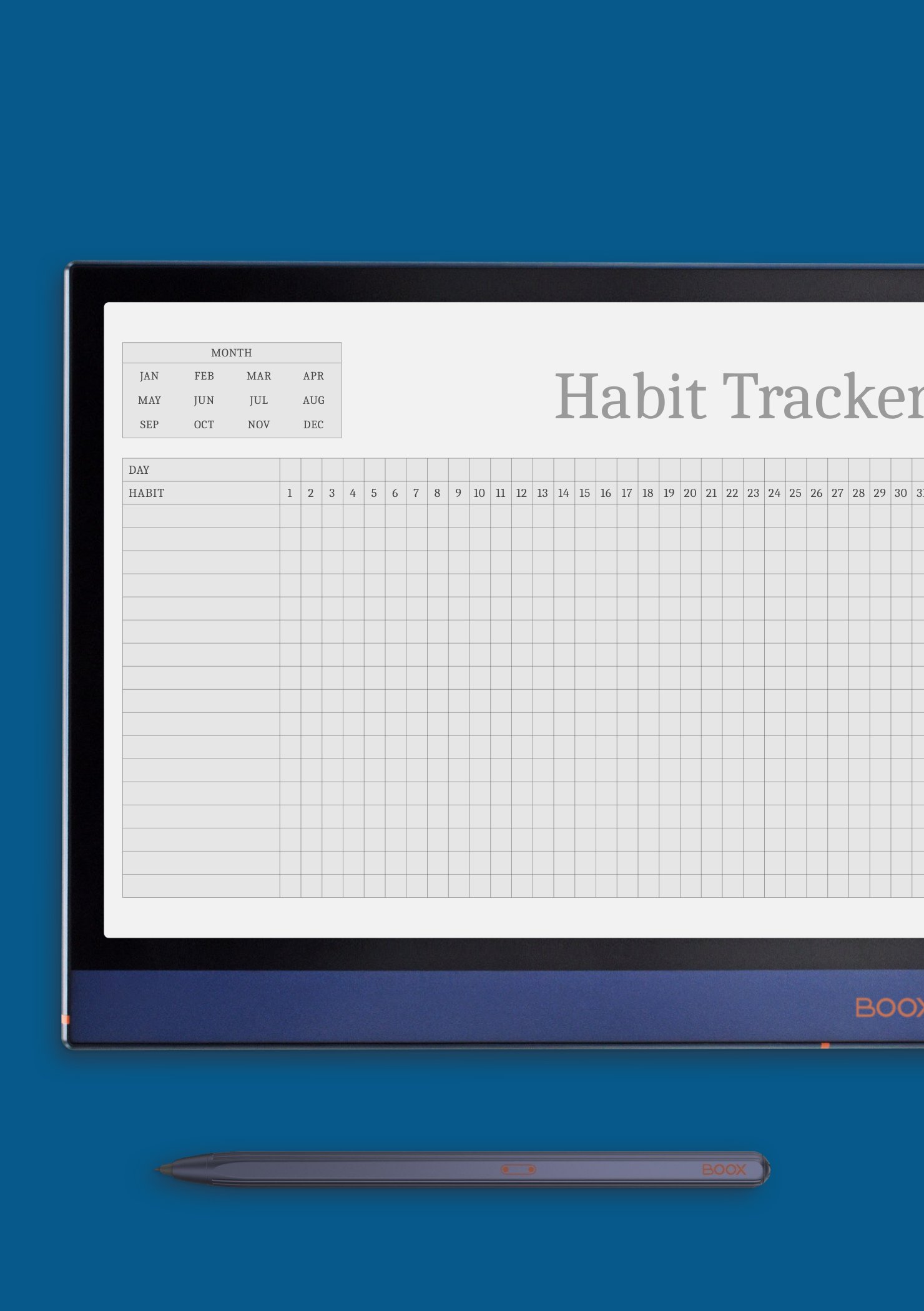 Download Printable Horizontal Habit Tracker Template PDF