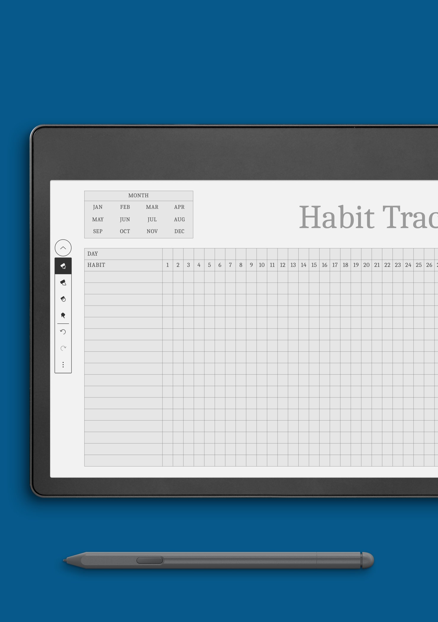 Download Printable Horizontal Habit Tracker Template PDF