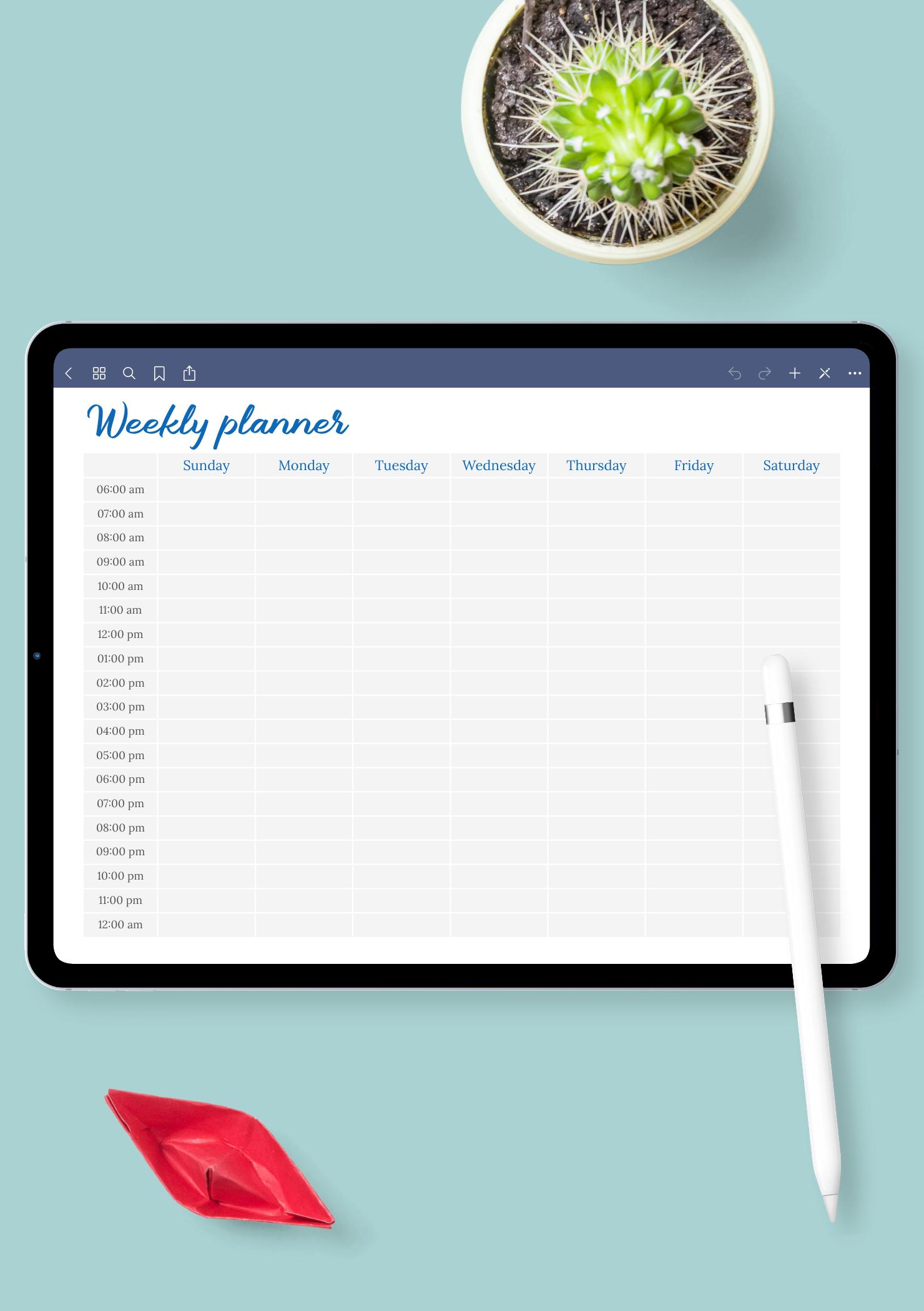Download Printable Horizontal Weekly Diary Template PDF
