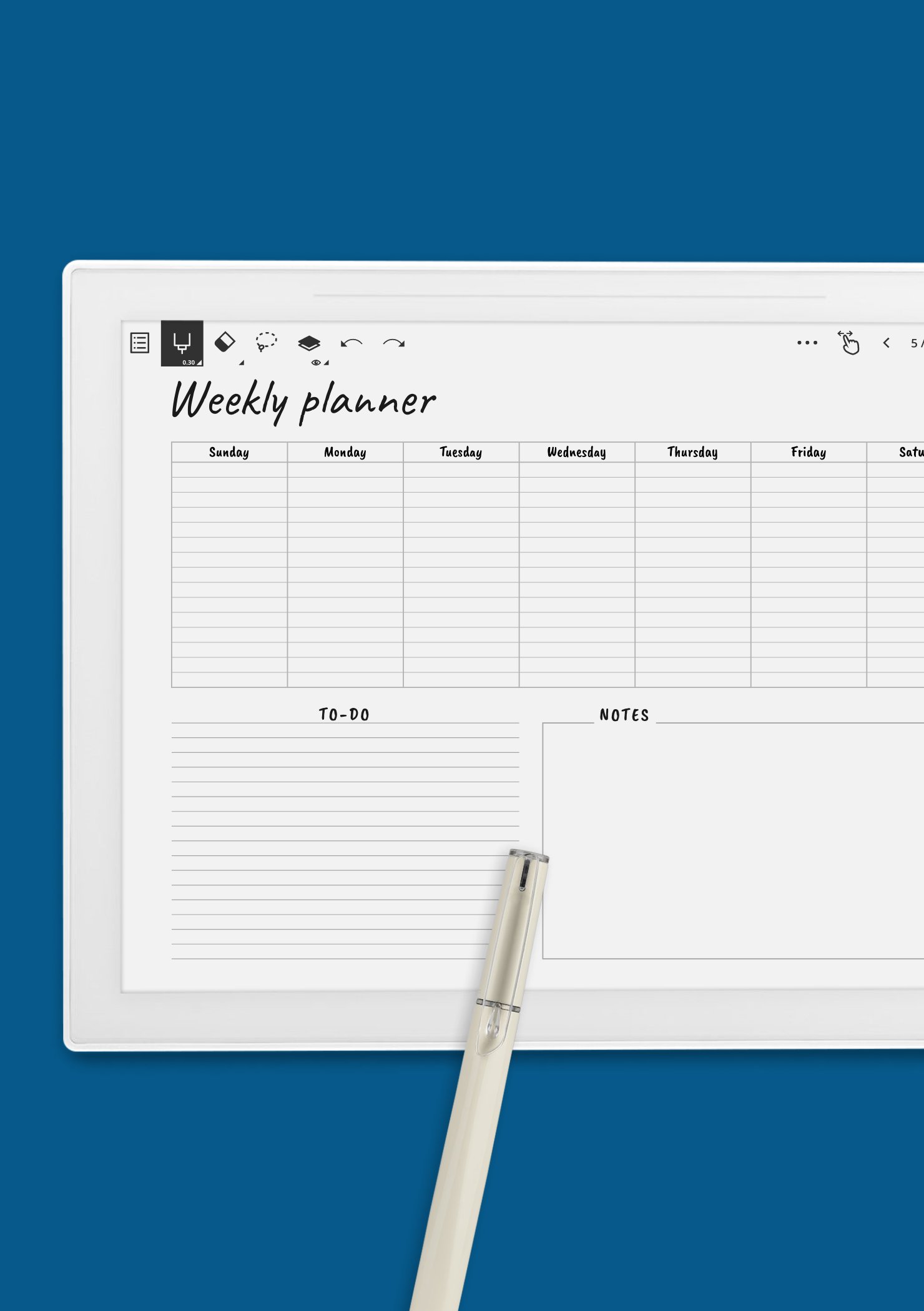 Download Printable Horizontal Weekly Journal Template PDF