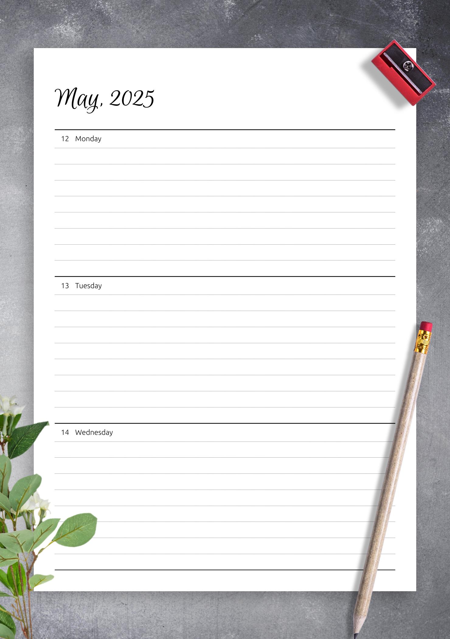 Download Printable Horizontal weekly planner PDF