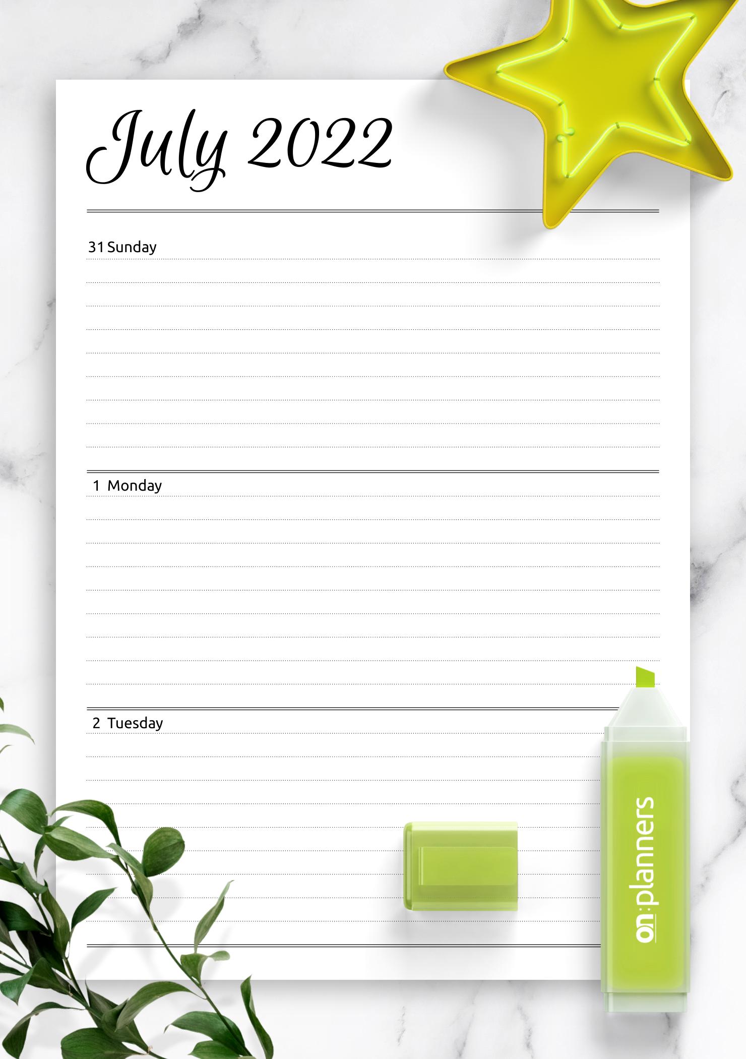 Download Printable Horizontal weekly planner PDF