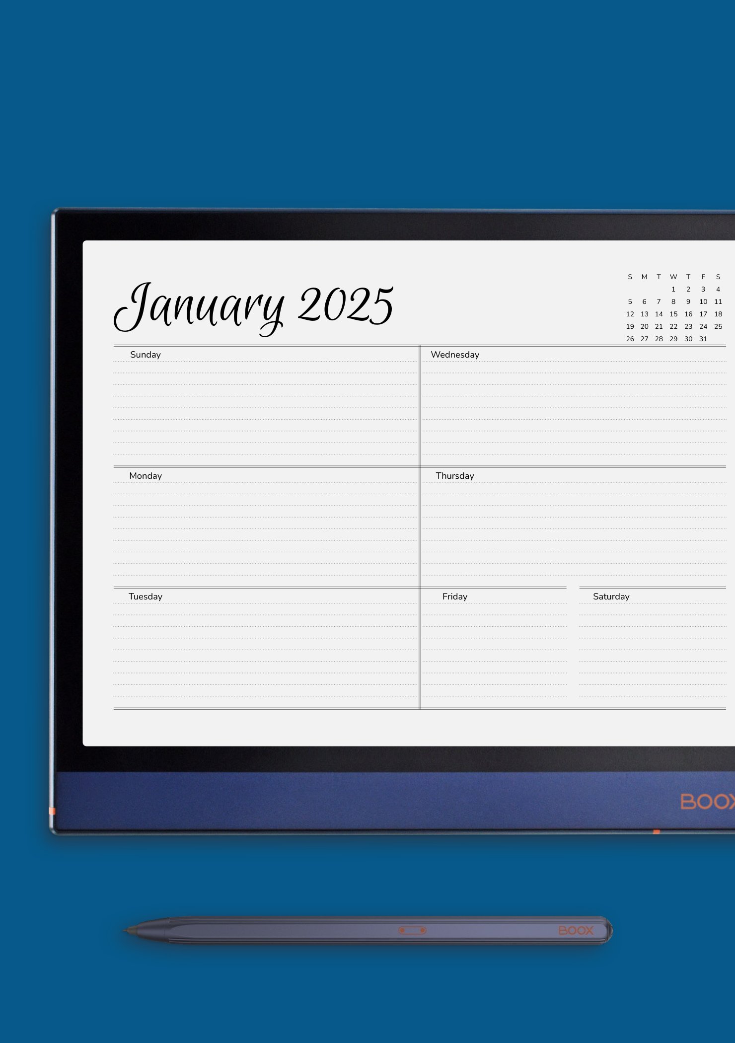 Download Printable Horizontal Weekly Schedule Template PDF