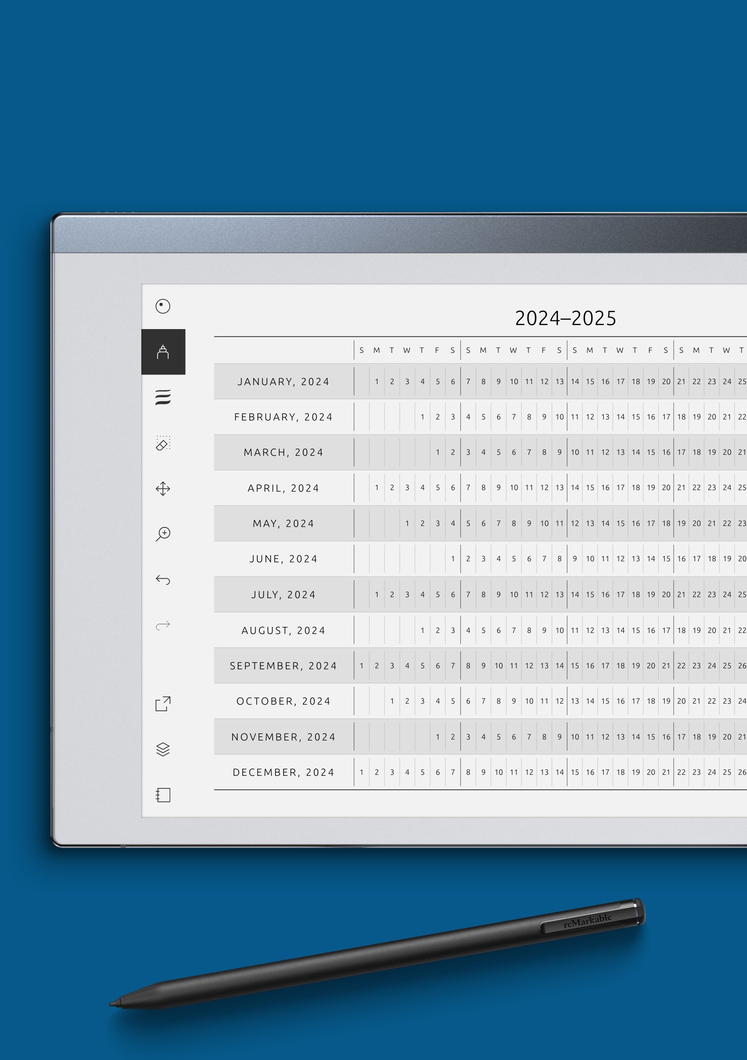 Horizontal Yearly Calendar Template – Plan the Whole Year Easily