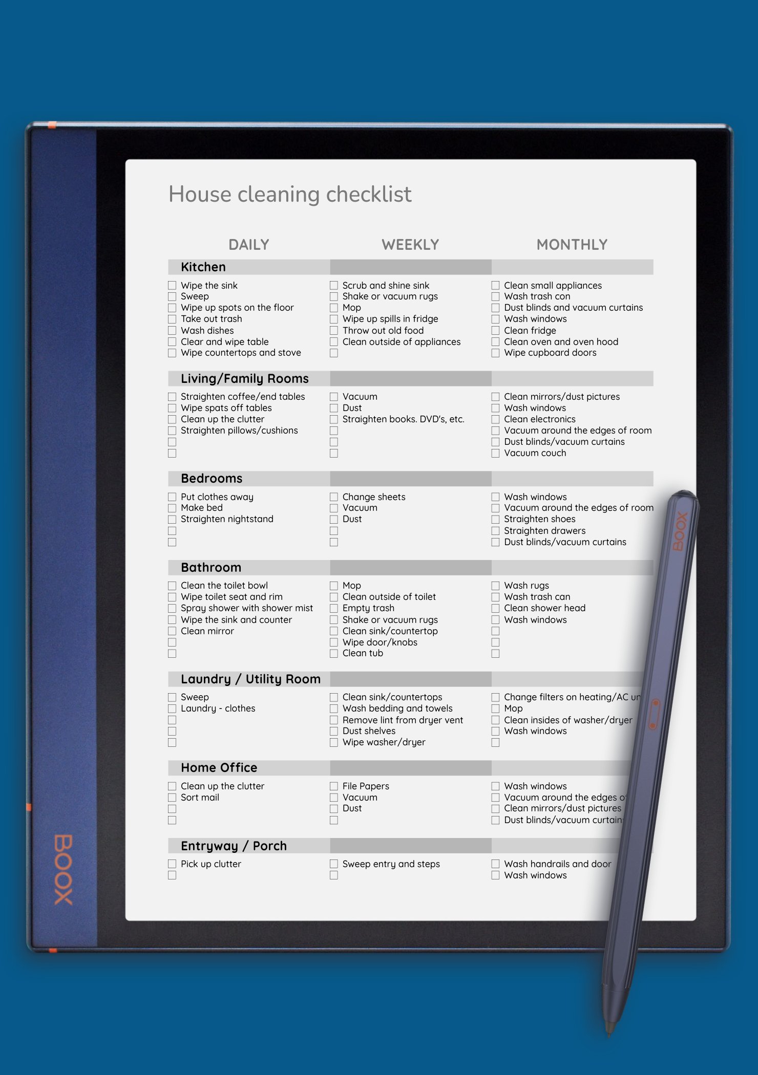 Download Printable House Cleaning Checklist Template PDF