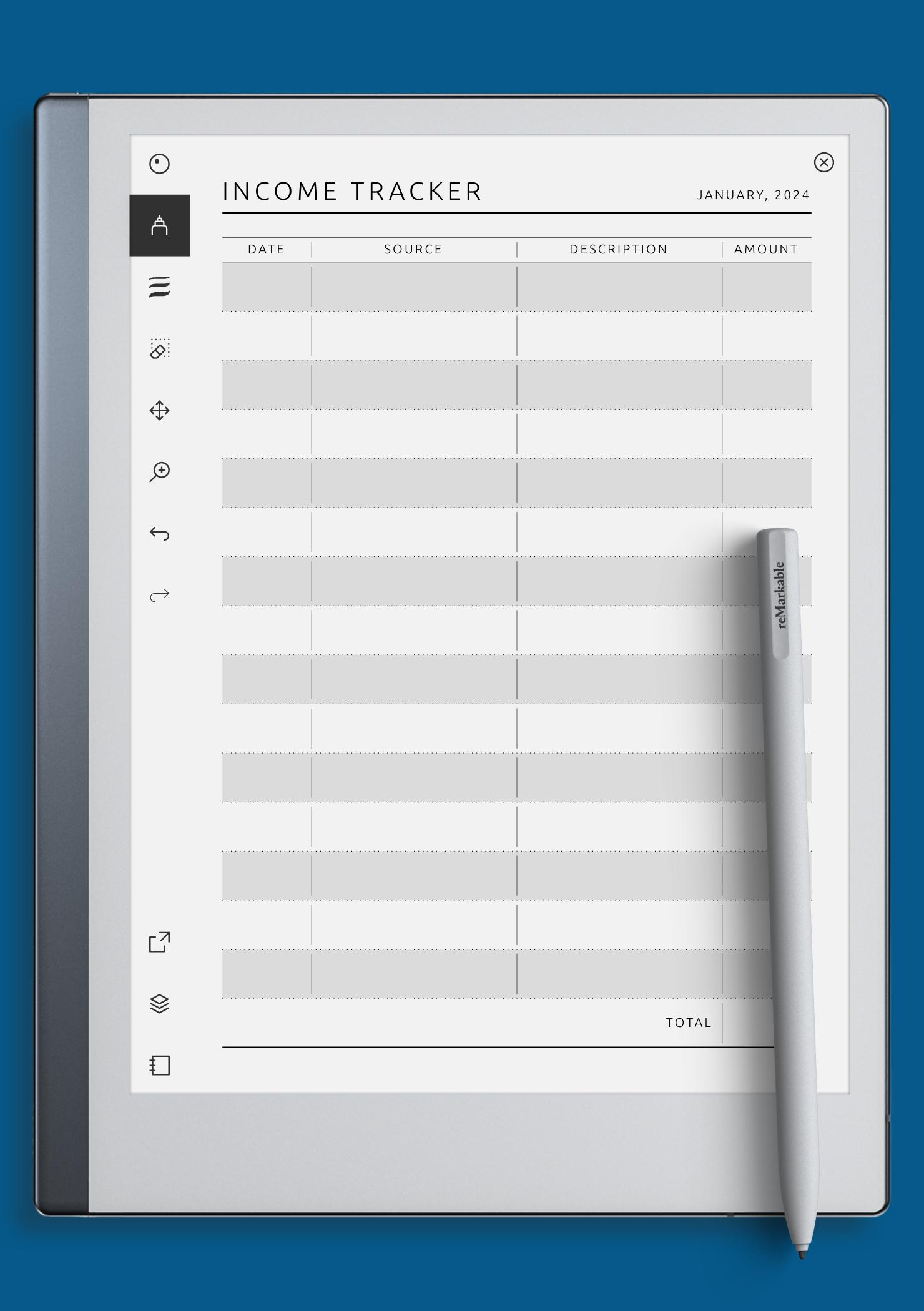 Download Printable Income Tracker Template PDF