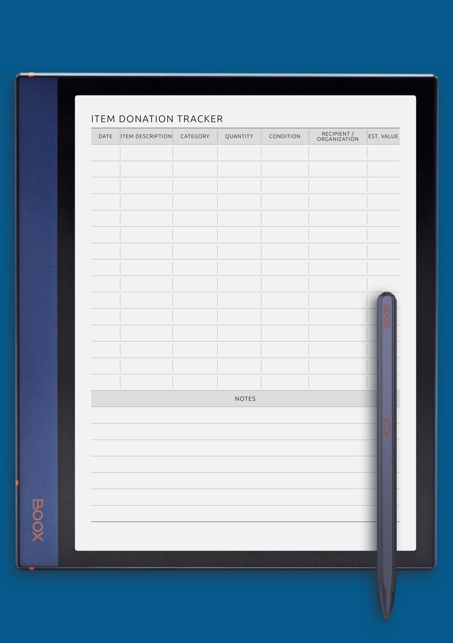 Item Donation Tracker PDF: Get Printable or Digital Template for ...