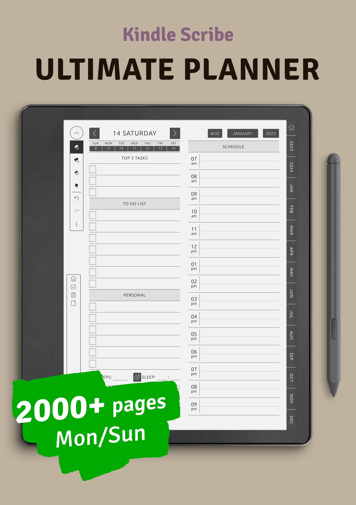 Download Kindle Scribe Ultimate Planner Hyperlinked PDF
