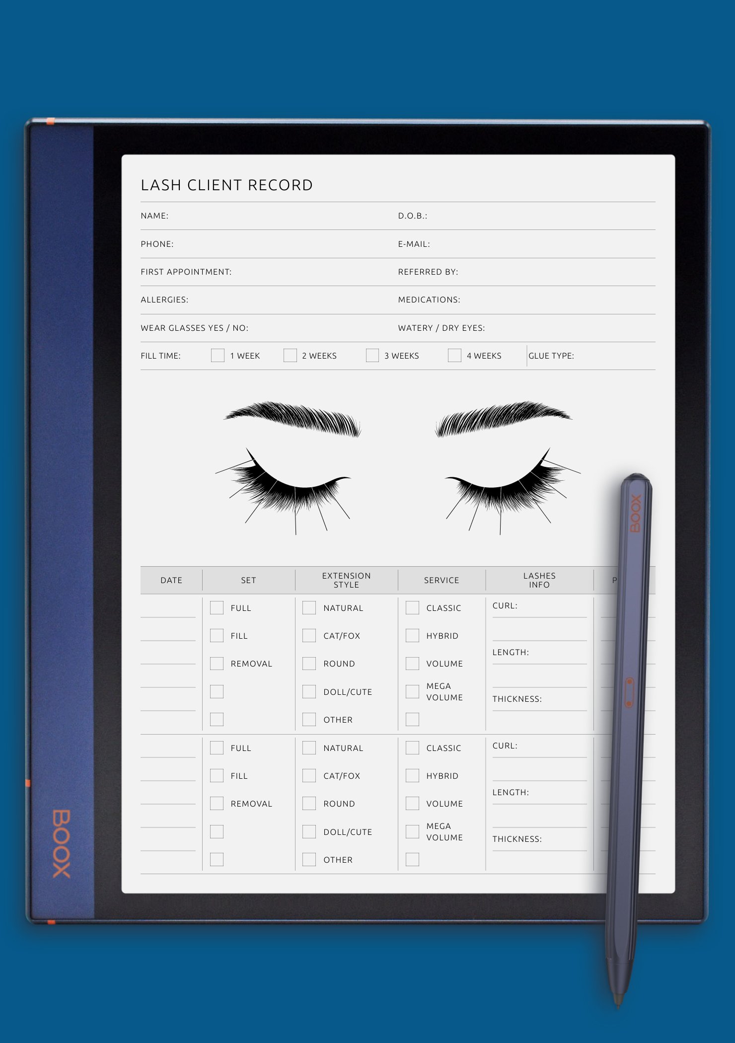 Download Printable Lash Client Record PDF