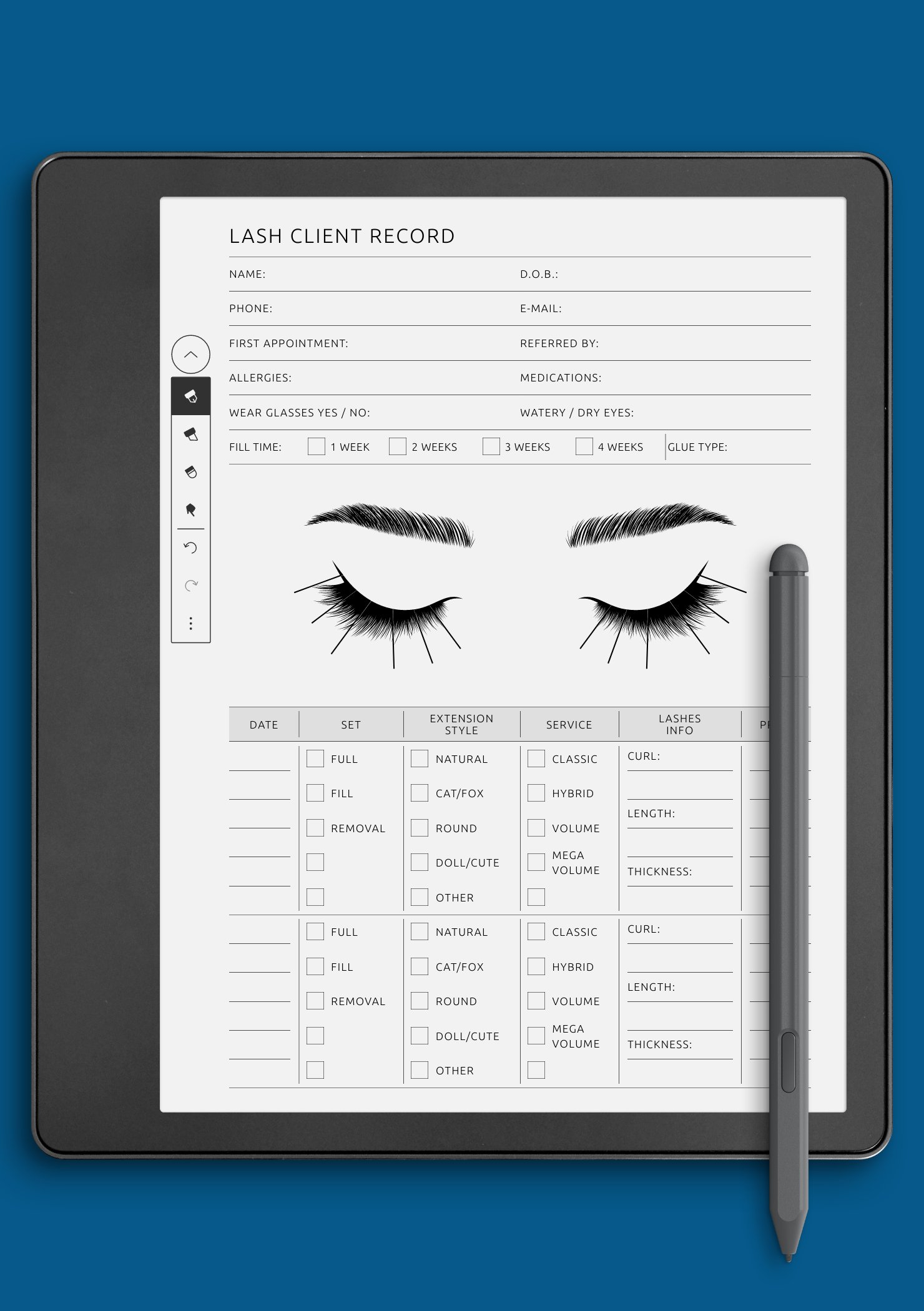 Download Printable Lash Client Record PDF