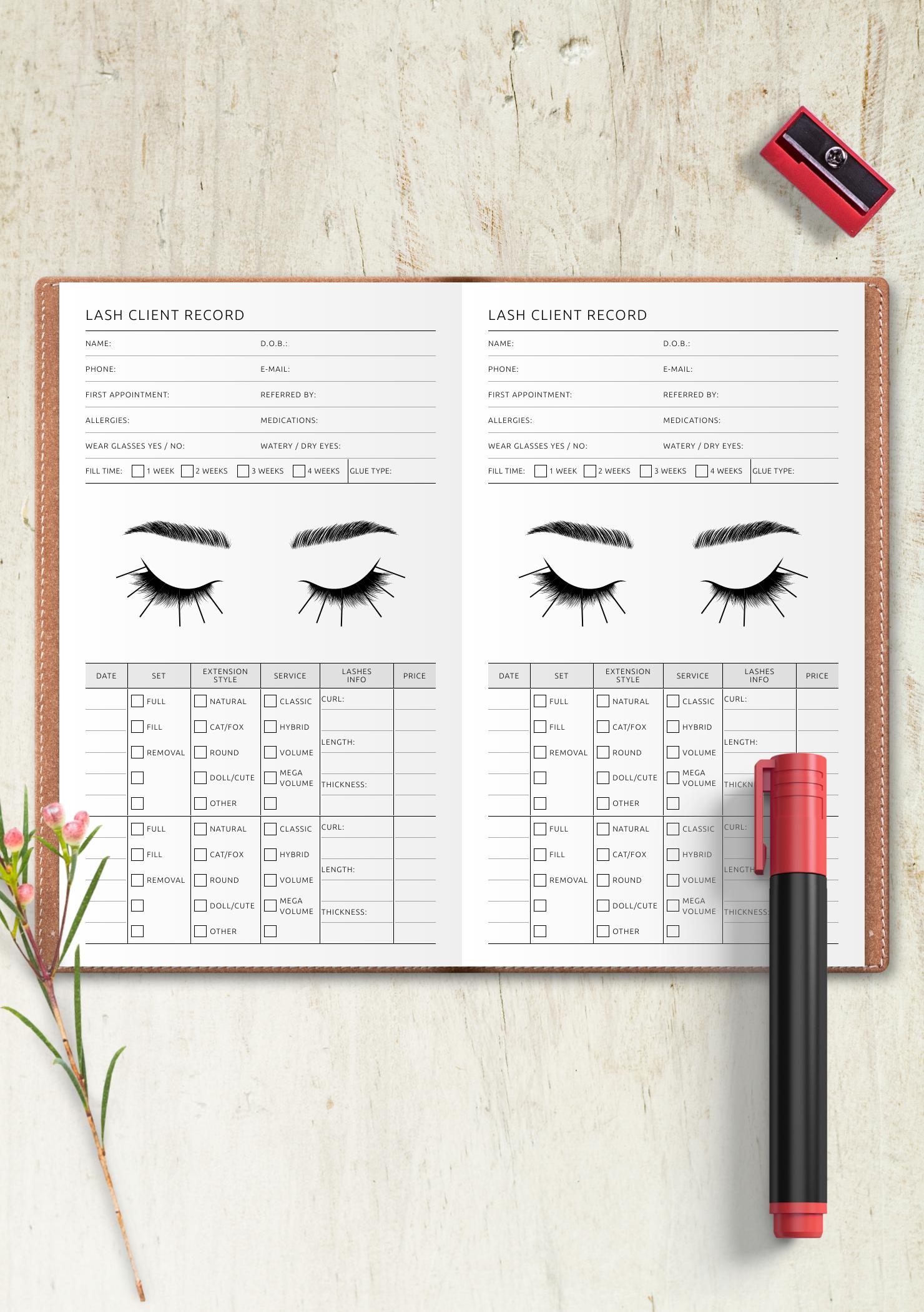 Download Printable Lash Client Record PDF