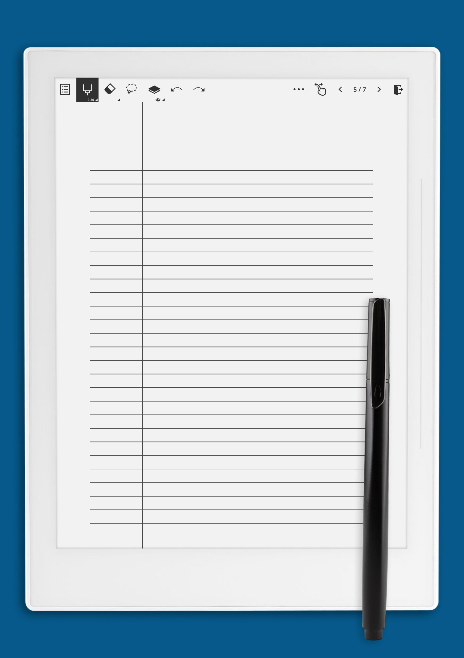 Download Printable Lined Paper Template - Narrow Ruled 6.35mm blue PDF