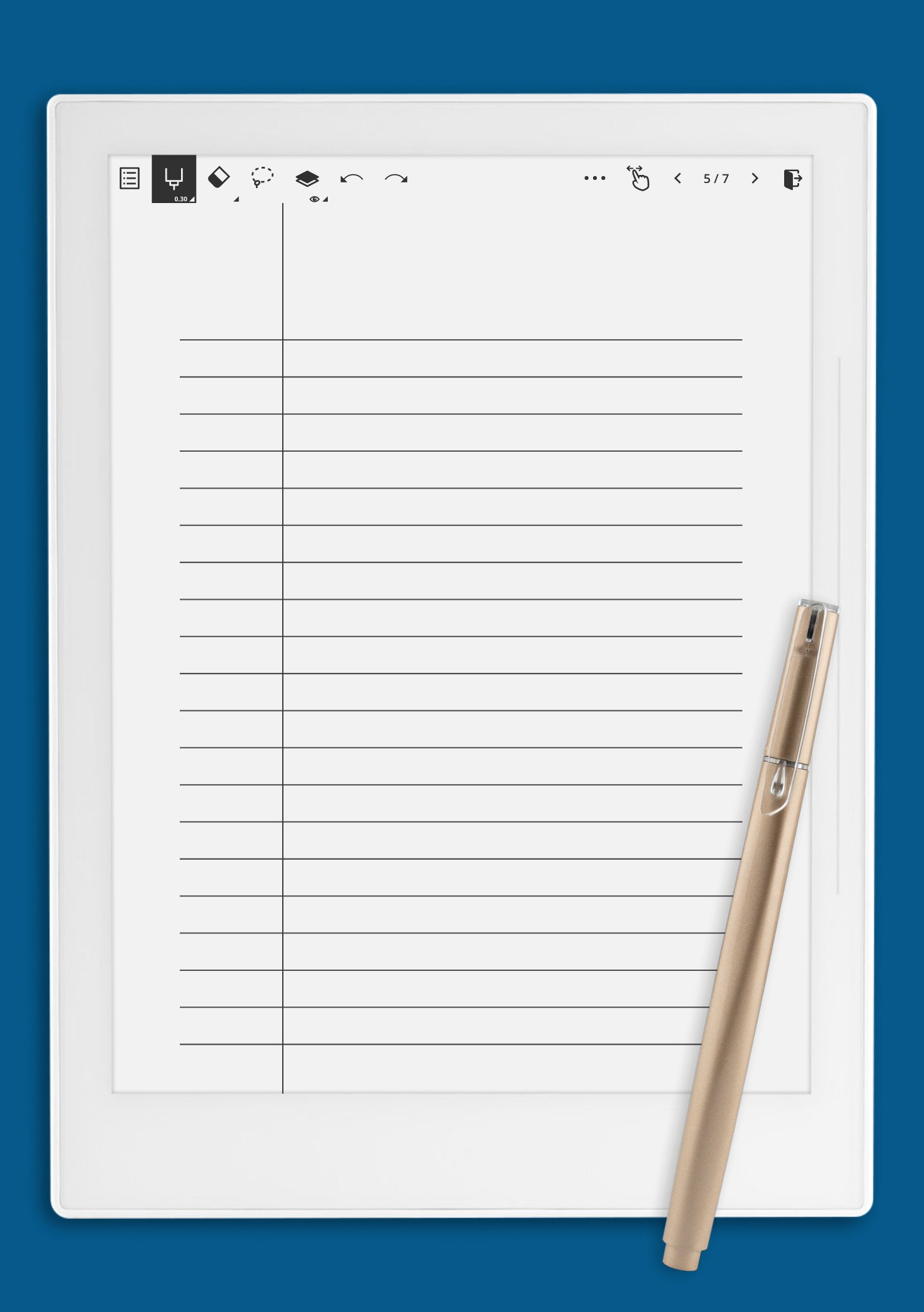 Download Printable Lined Paper Template - Wide Ruled 8.7mm blue PDF