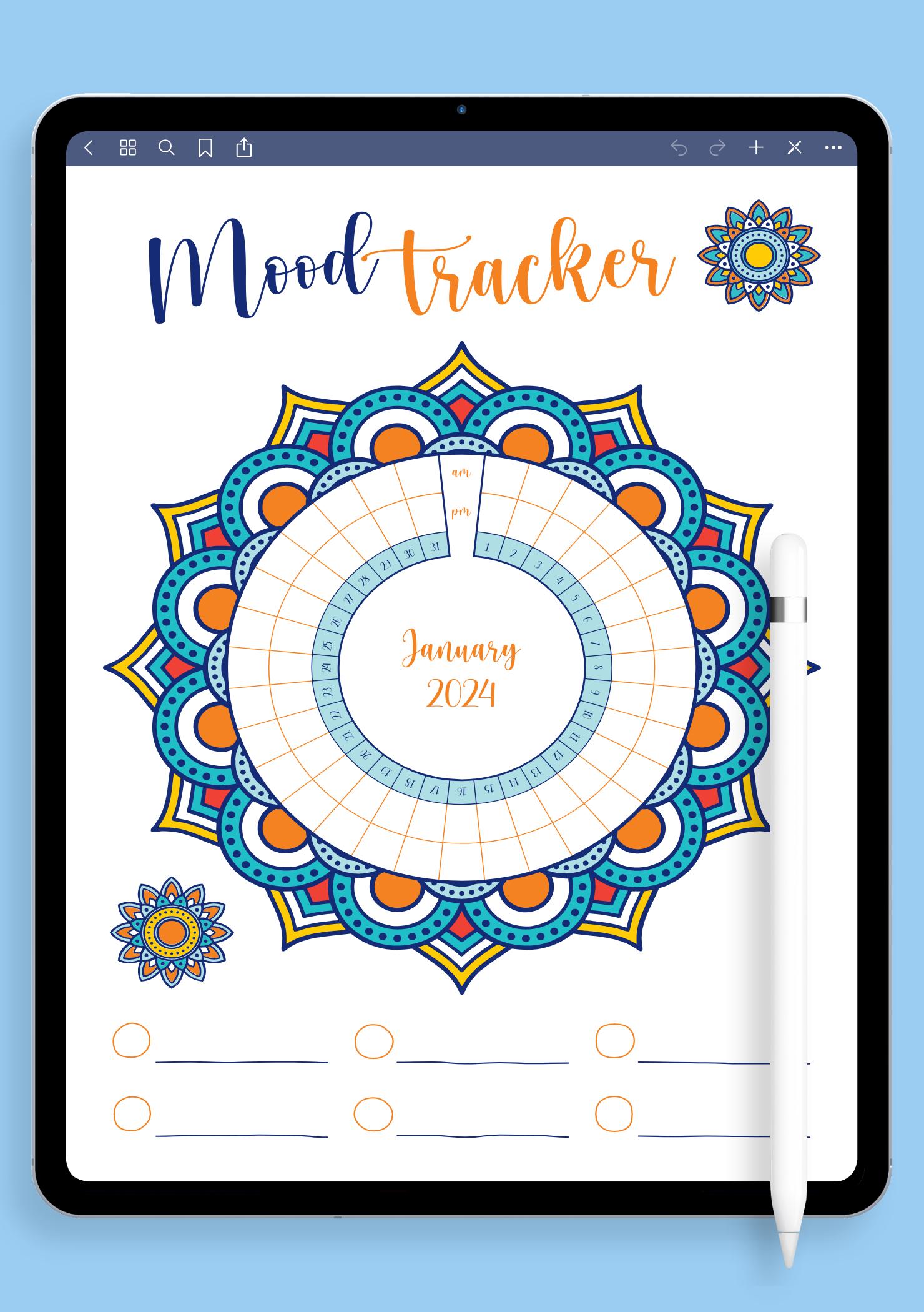 Download Printable Mandala Mood Tracker Template PDF