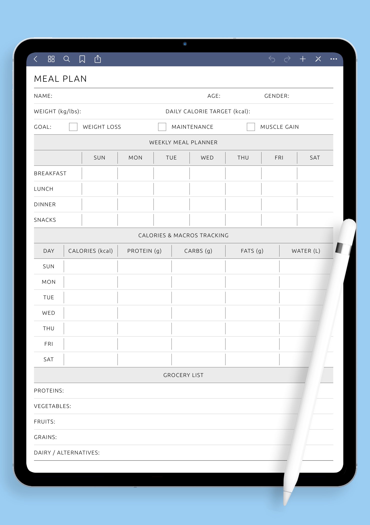 Meal Plan – Track Calories & Macros for Smarter Nutrition